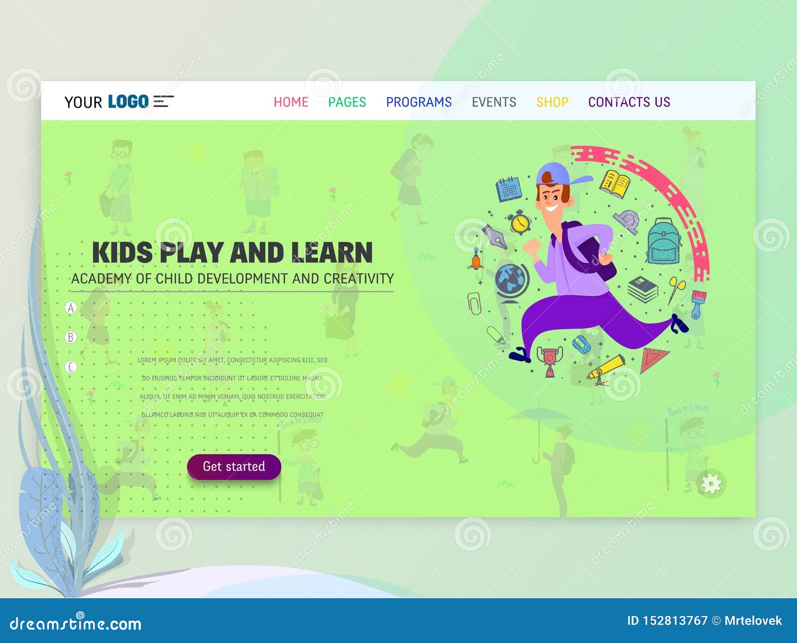 Kids Play Games Landing Page or Homepage Stock Vector - Illustration of ...
