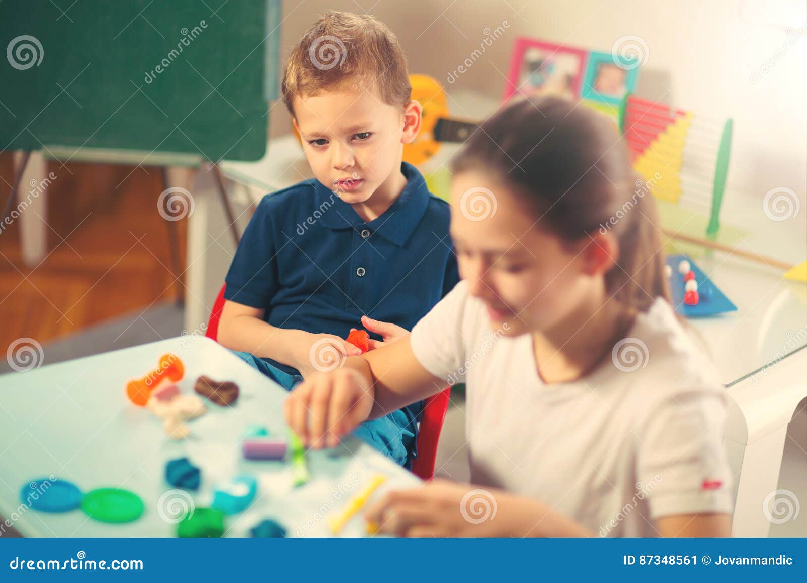 Kids Play Modeling Plasticine Stock Image - Image of modelling, clay ...