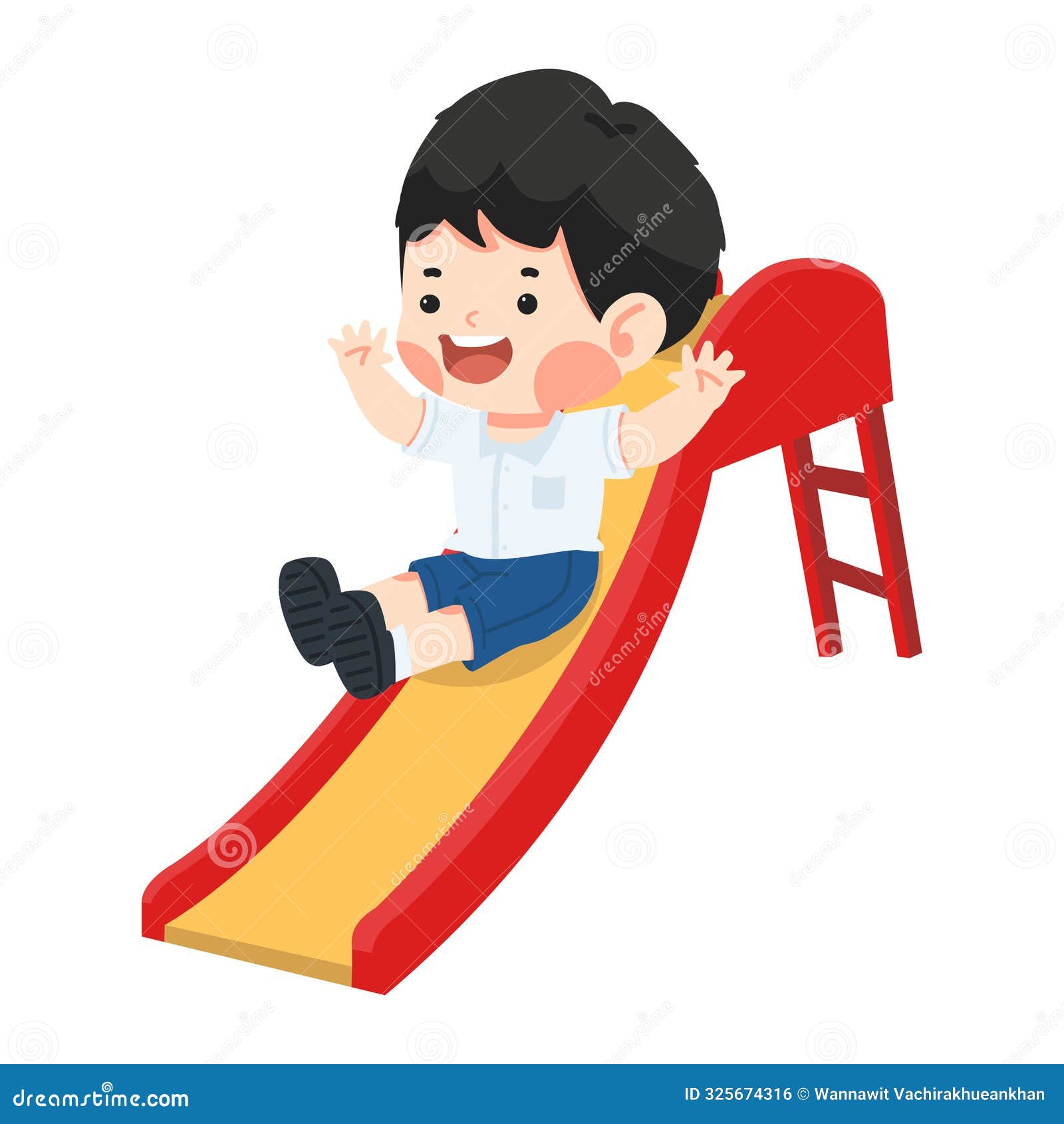 Kids Play on Playground Slide Together Stock Illustration ...
