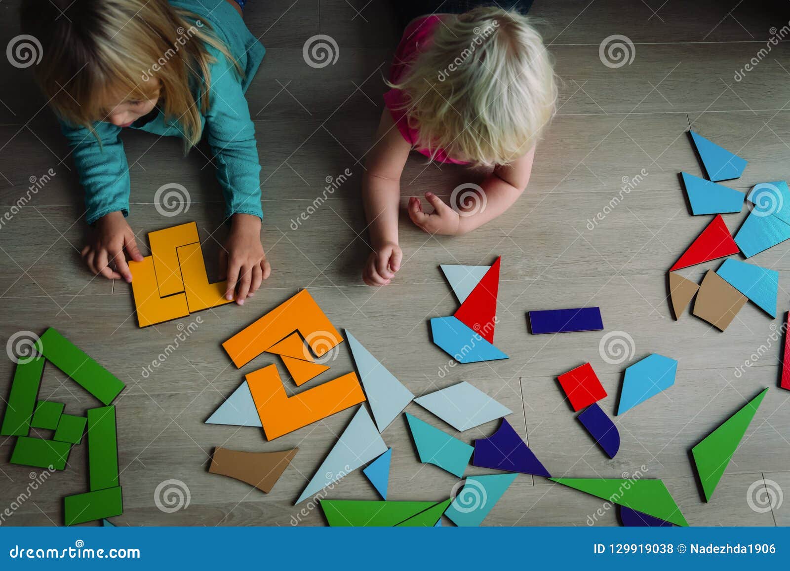 Kids Play with Puzzle, Learn Math, Education Concept Stock Photo ...