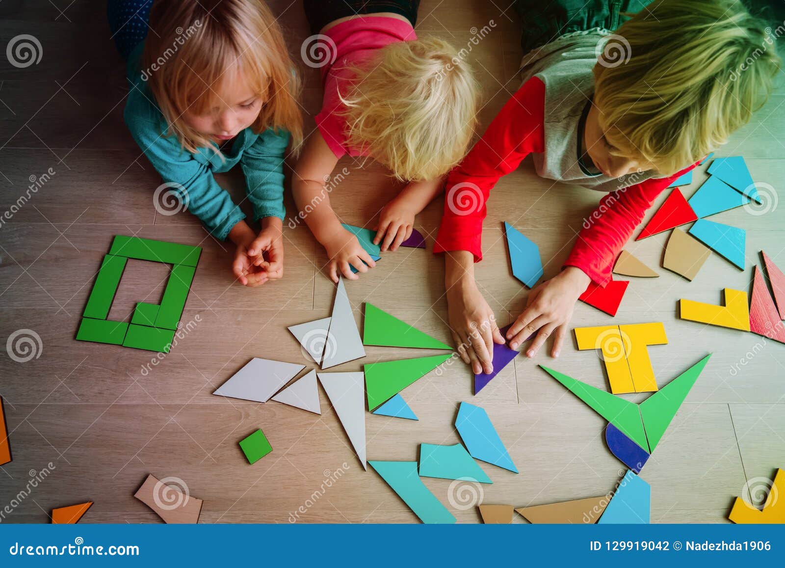 Kids Play with Puzzle, Learn Math, Education Concept Stock Photo ...