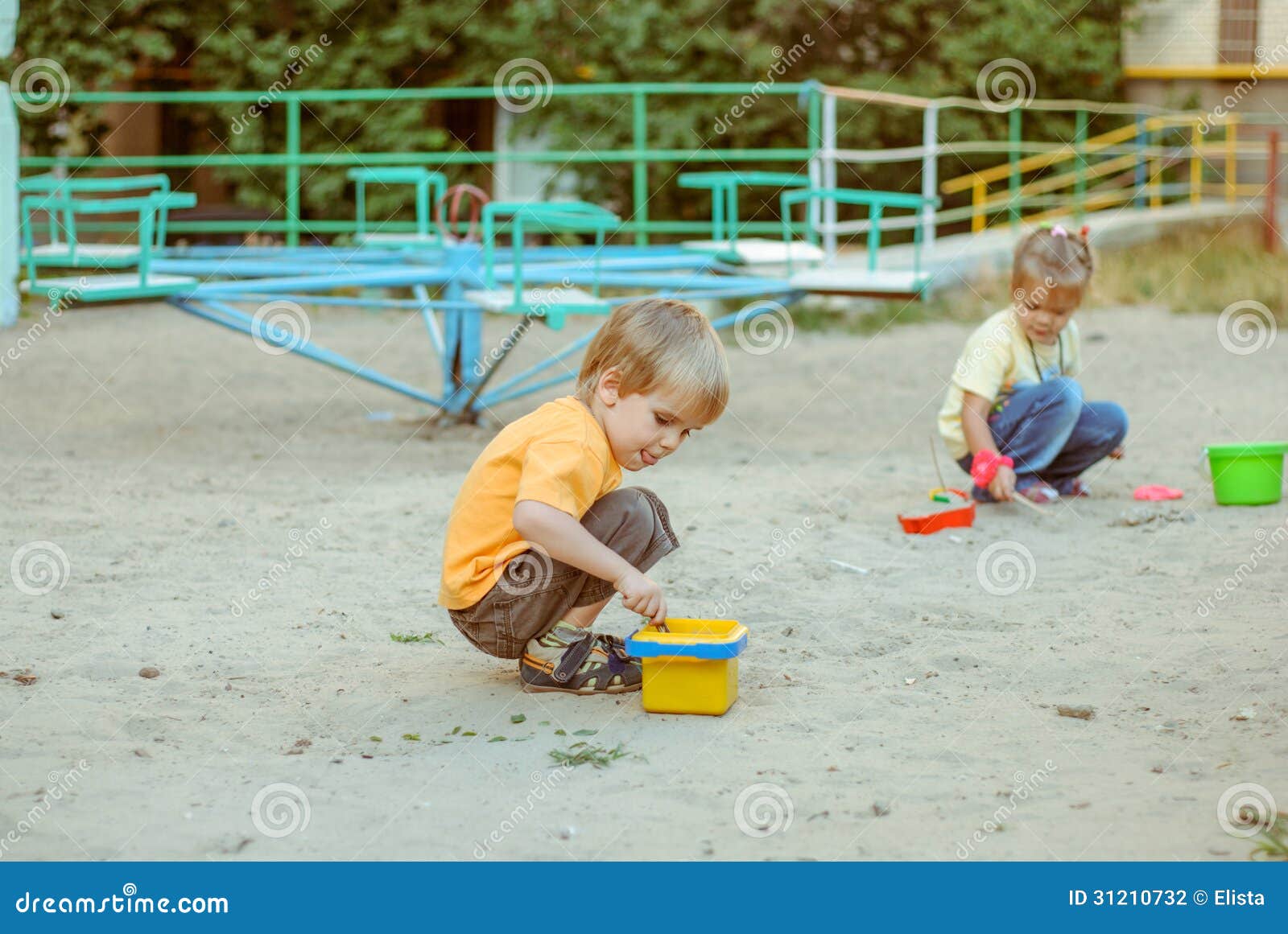 Kids play in the sand box stock photo. Image of childhood - 31210732