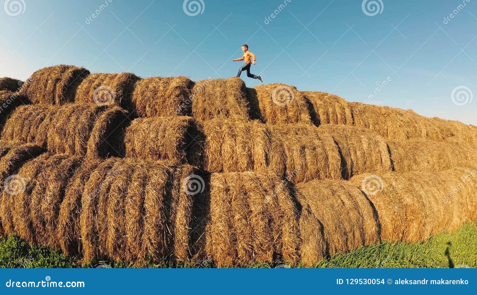 Kids Play in a Stack of Straw. Stock Footage - Video of play, field ...