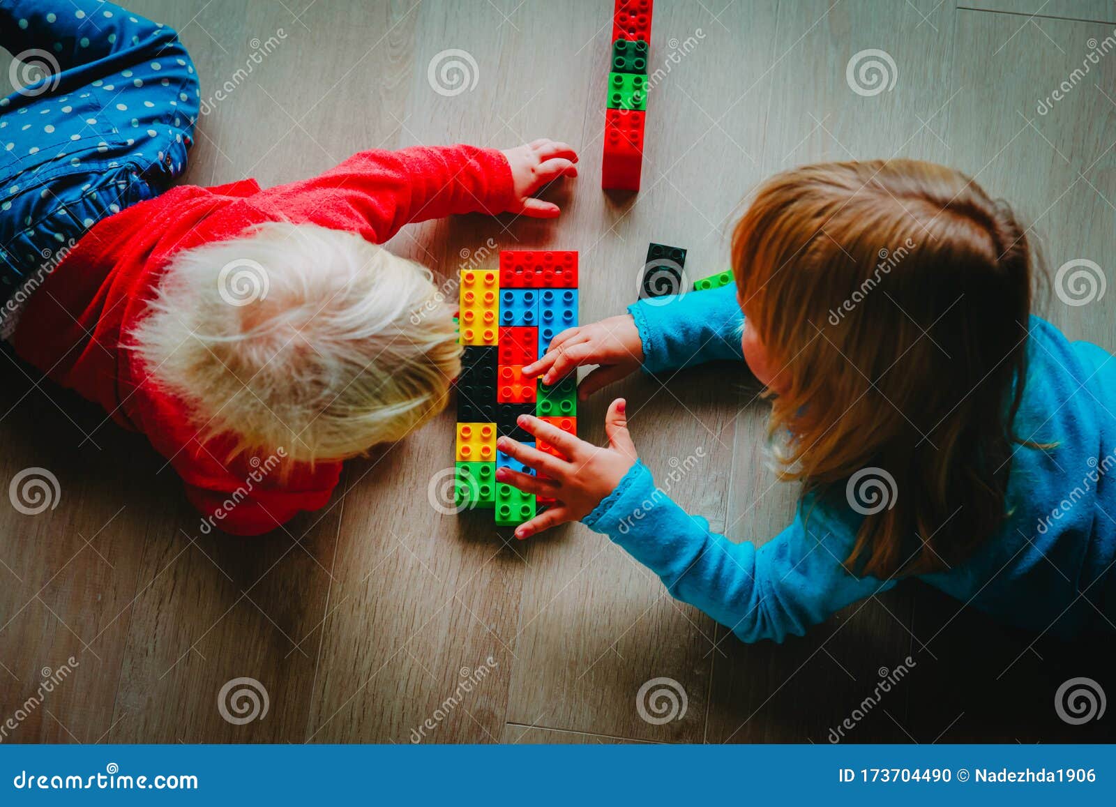 Kids Play with Plastic Blocks, Learning Concept Stock Photo - Image of ...