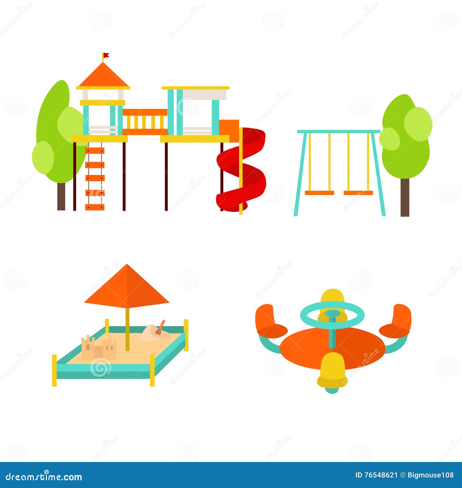 Kids Playground with Elements. Vector Stock Vector - Illustration of ...