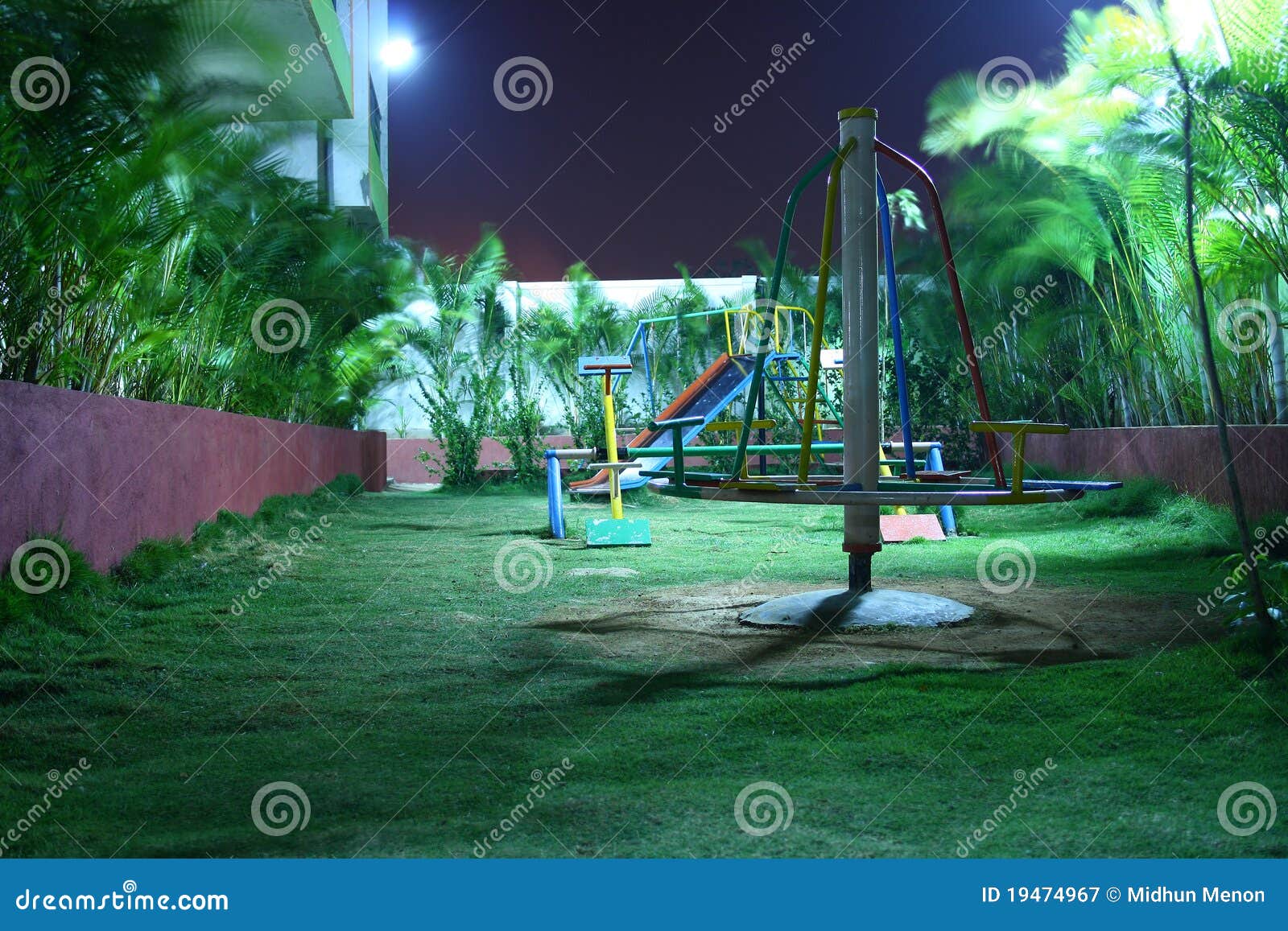 Kids Playground at Night stock image. Image of green - 19474967