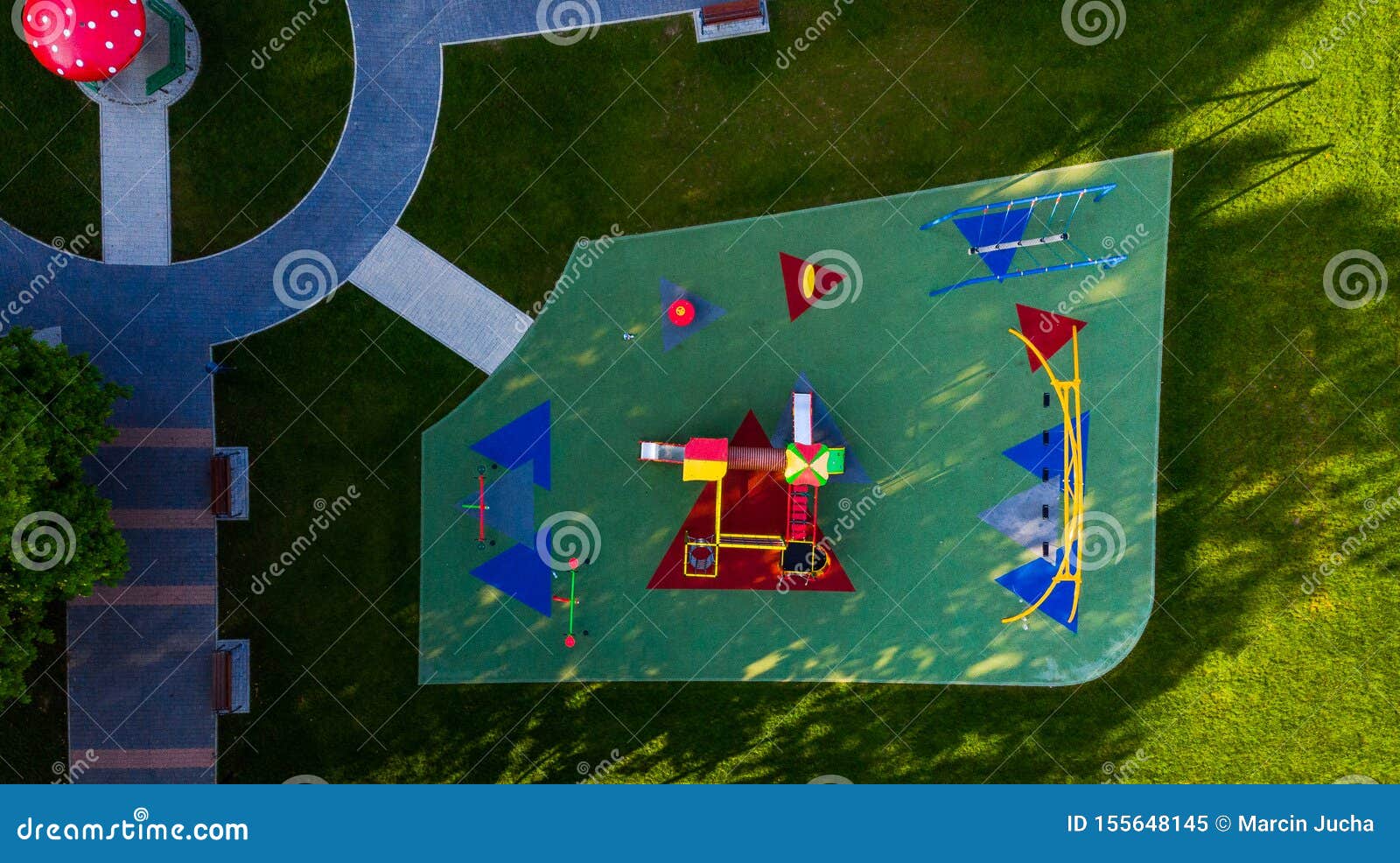 Kids Playground in Park, Creative Top Down Aerial View Stock Image ...