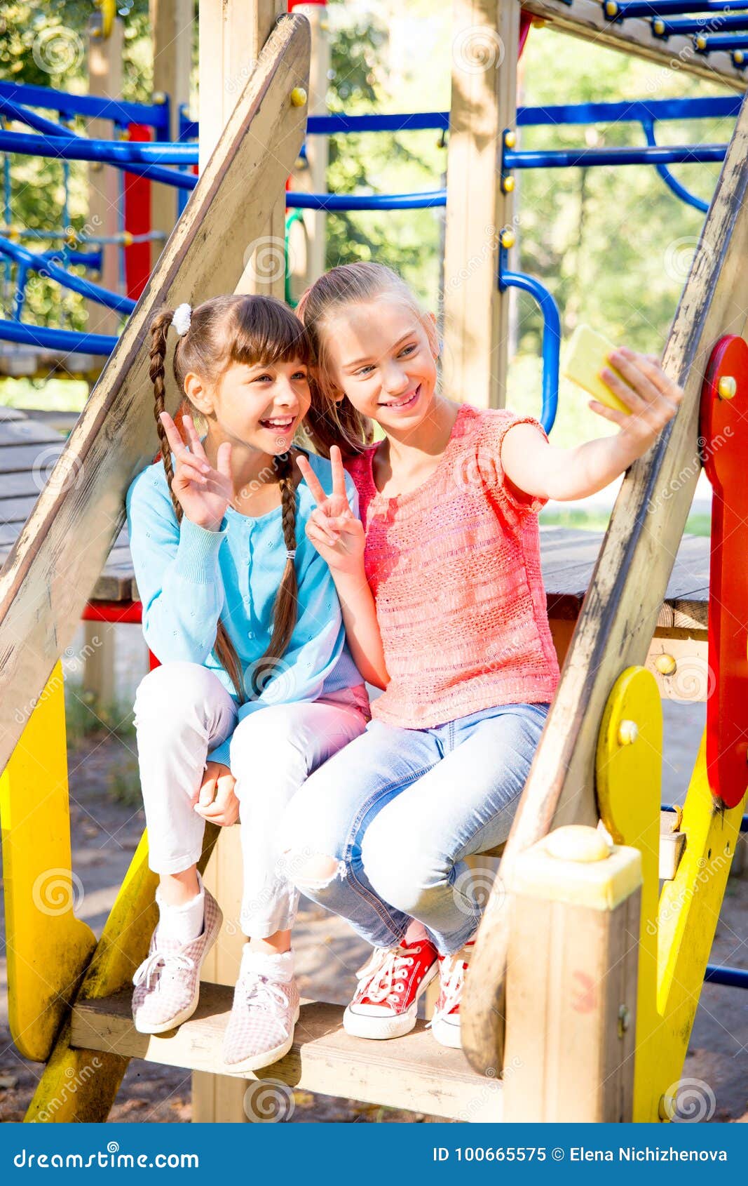 Kids on playground stock image. Image of girl, group - 100665575
