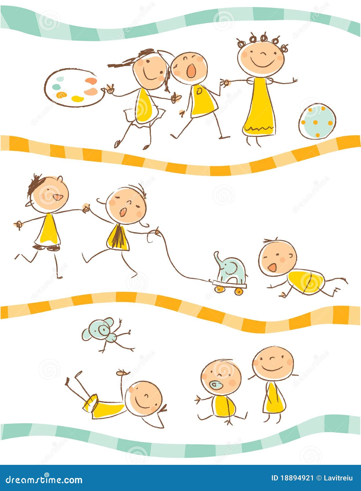 Kids playing stock vector. Illustration of drawing, kids - 18894921