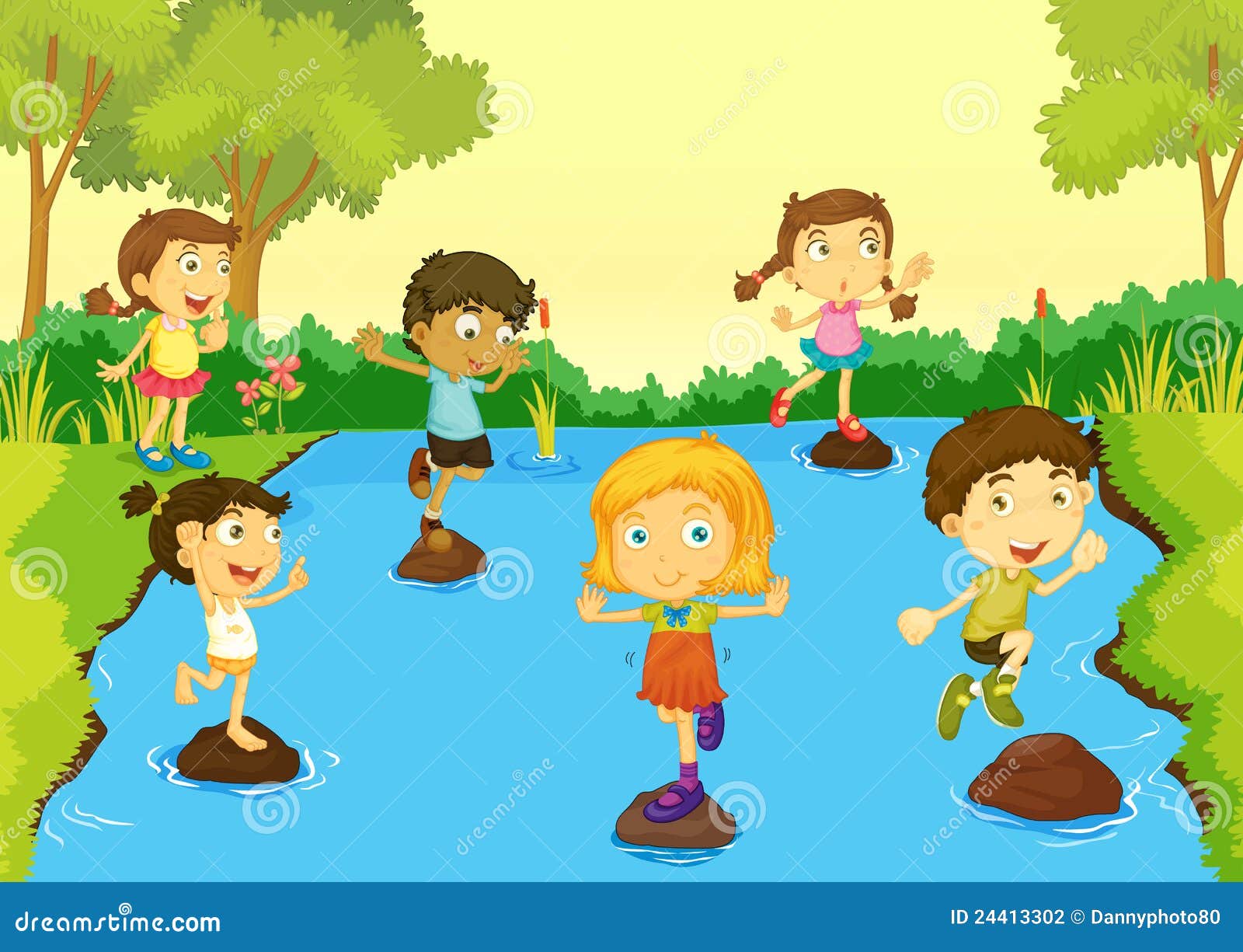 Kids Playing Stream Stock Illustrations – 59 Kids Playing Stream Stock ...