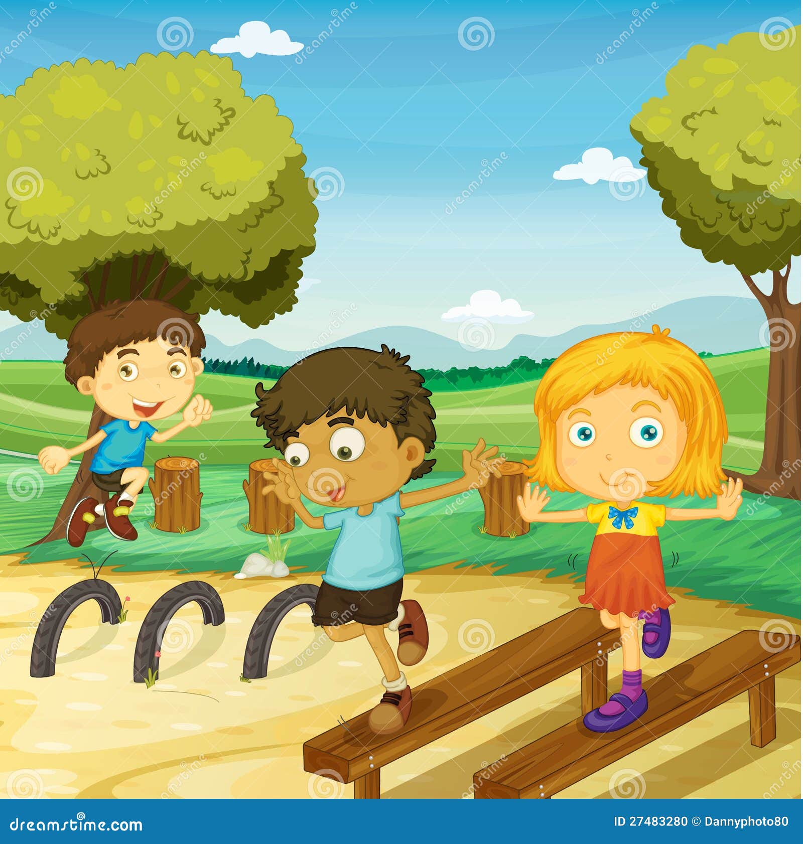 Kids playing stock illustration. Illustration of friends - 27483280