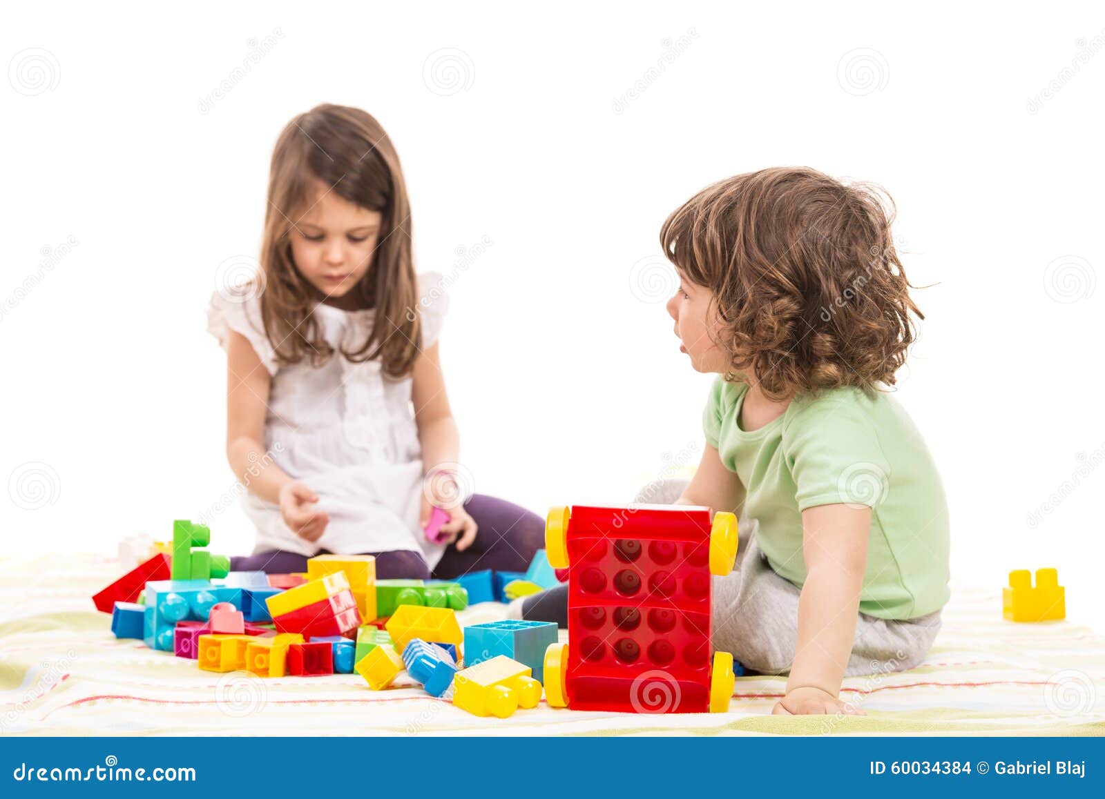 Kids Playing with Bricks Toys Stock Photo - Image of concetration ...