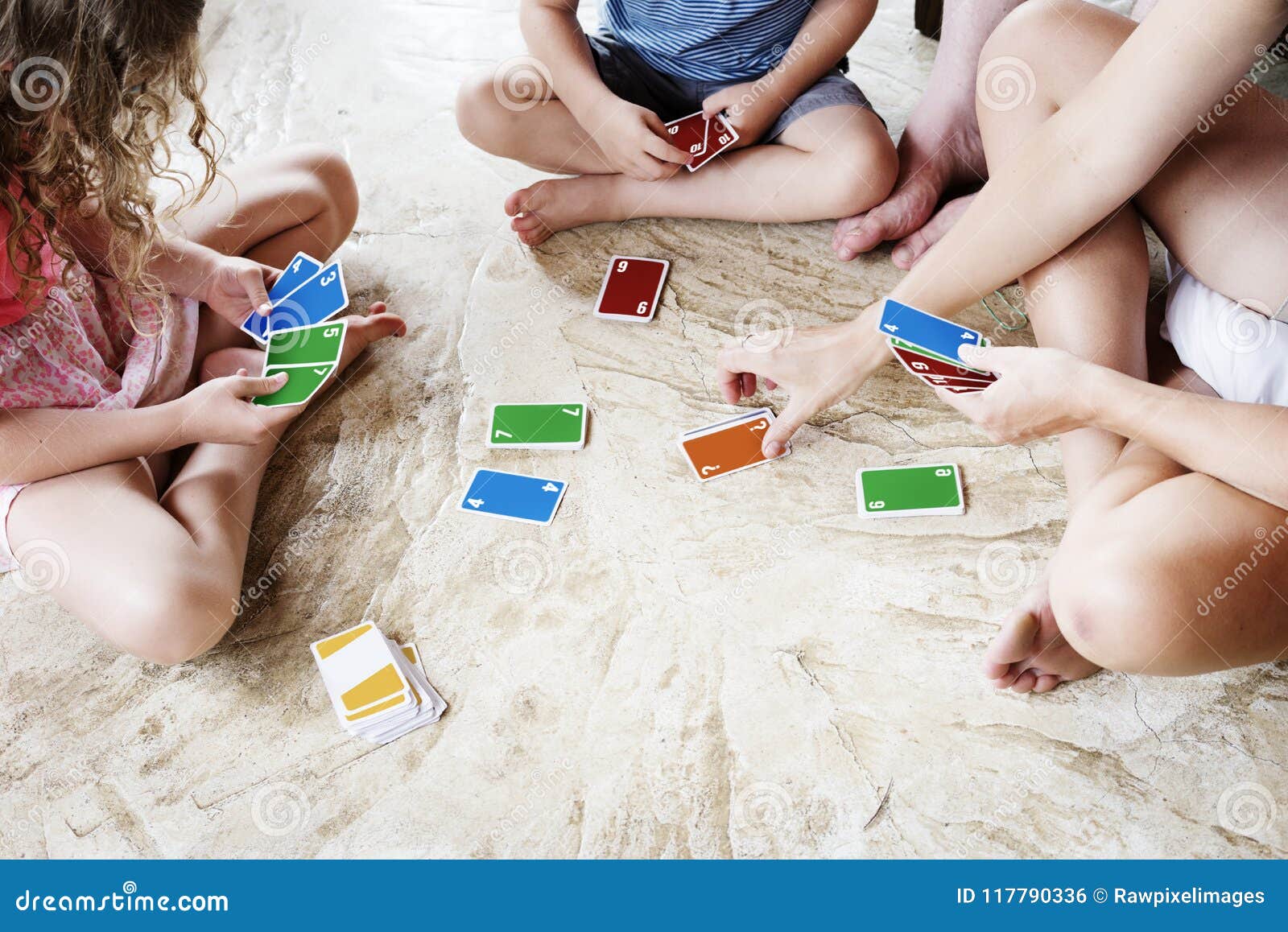 Kids Playing Cards on the Floor Stock Photo - Image of people, children ...