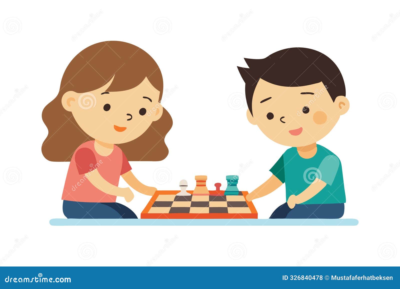 Kids Playing Chess and Learning Strategy Stock Vector - Illustration of ...