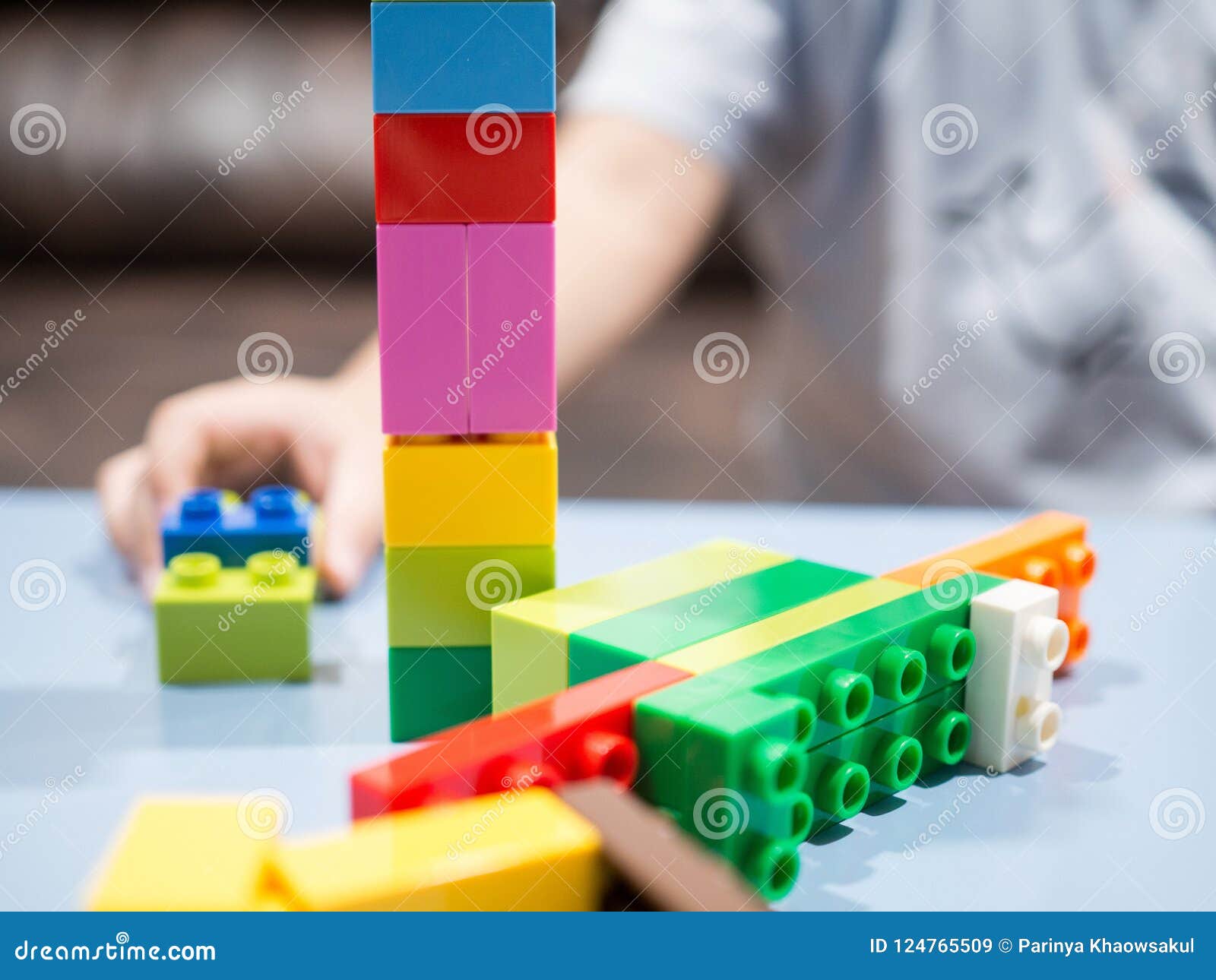 Kids Playing with Color Toy Blocks Stock Image - Image of lego, color ...
