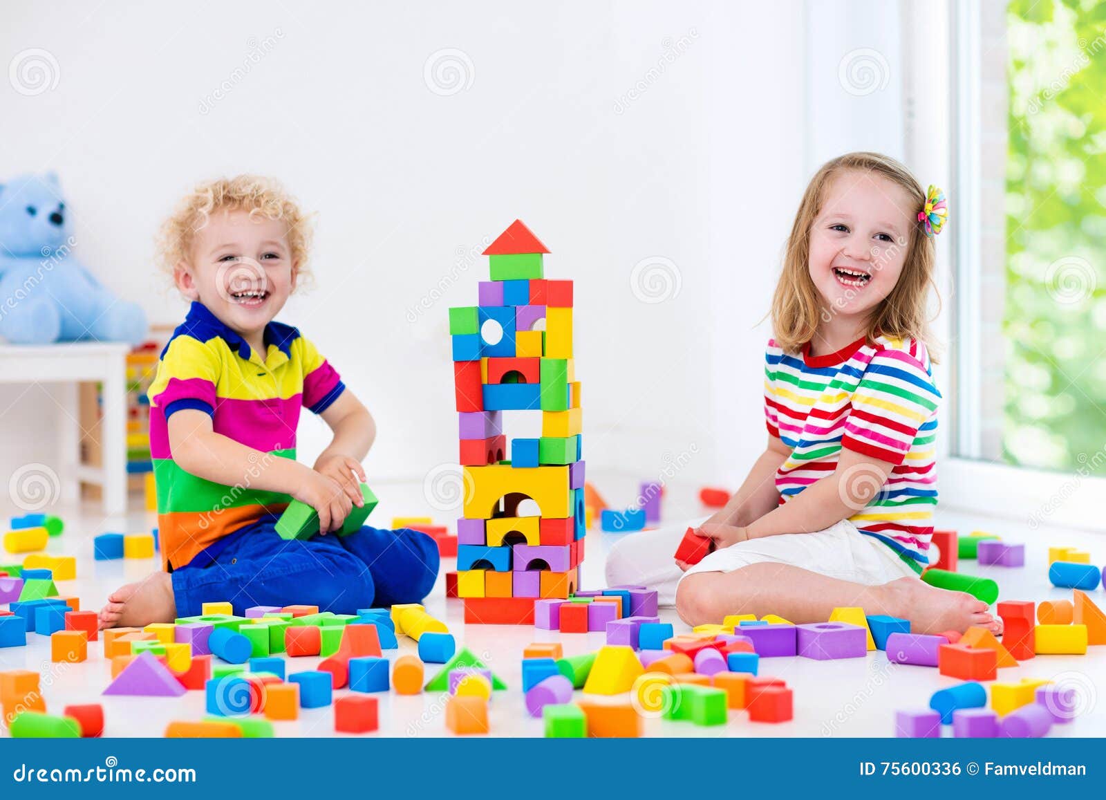 Kids Playing With Colorful Toy Blocks Stock Photo | CartoonDealer.com ... Kids Playing With Colorful Toy Blocks Stock Photo | CartoonDealer.com ...