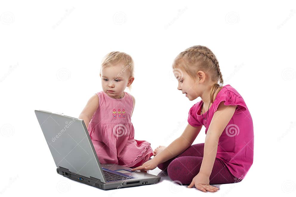 Kids Playing Computer Game on Laptop Stock Image - Image of child ...