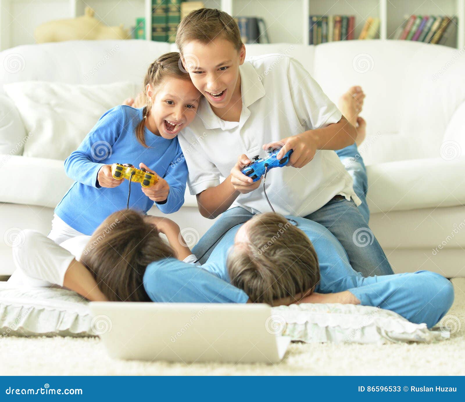 Kids Playing Computer Games Stock Image - Image of games, microcircuits ...