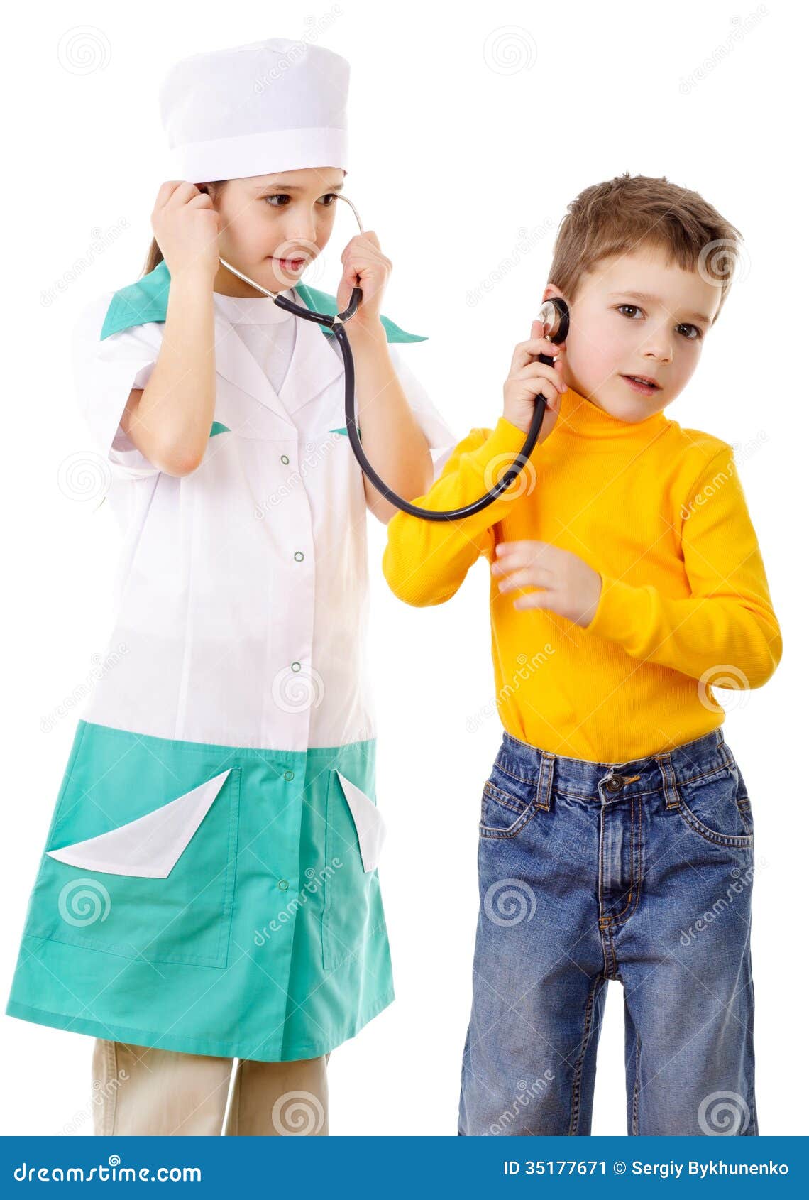 Kids playing in a doctor stock image. Image of patient - 35177671