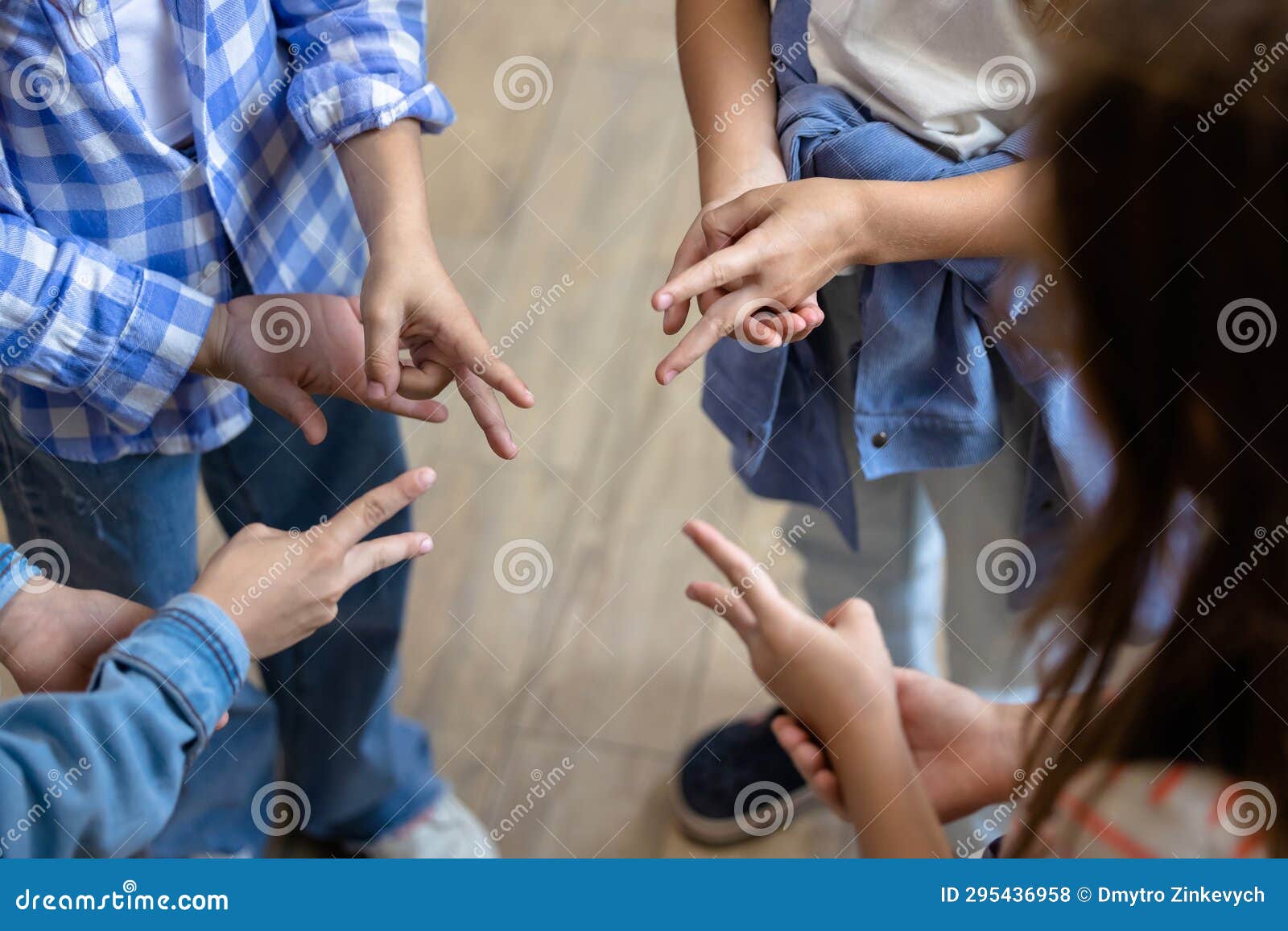 Kids Playing Finger Game at Break at School Stock Photo - Image of ...