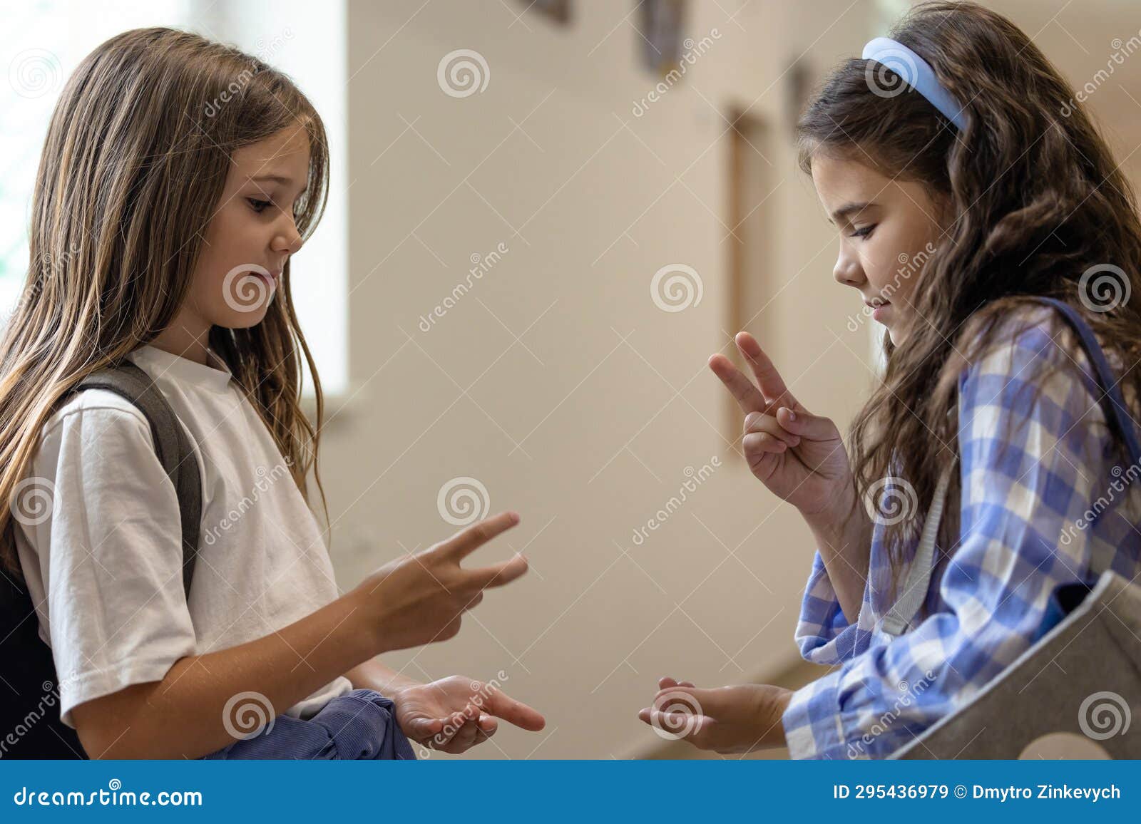Kids Playing Finger Game at Break at School Stock Image - Image of ...