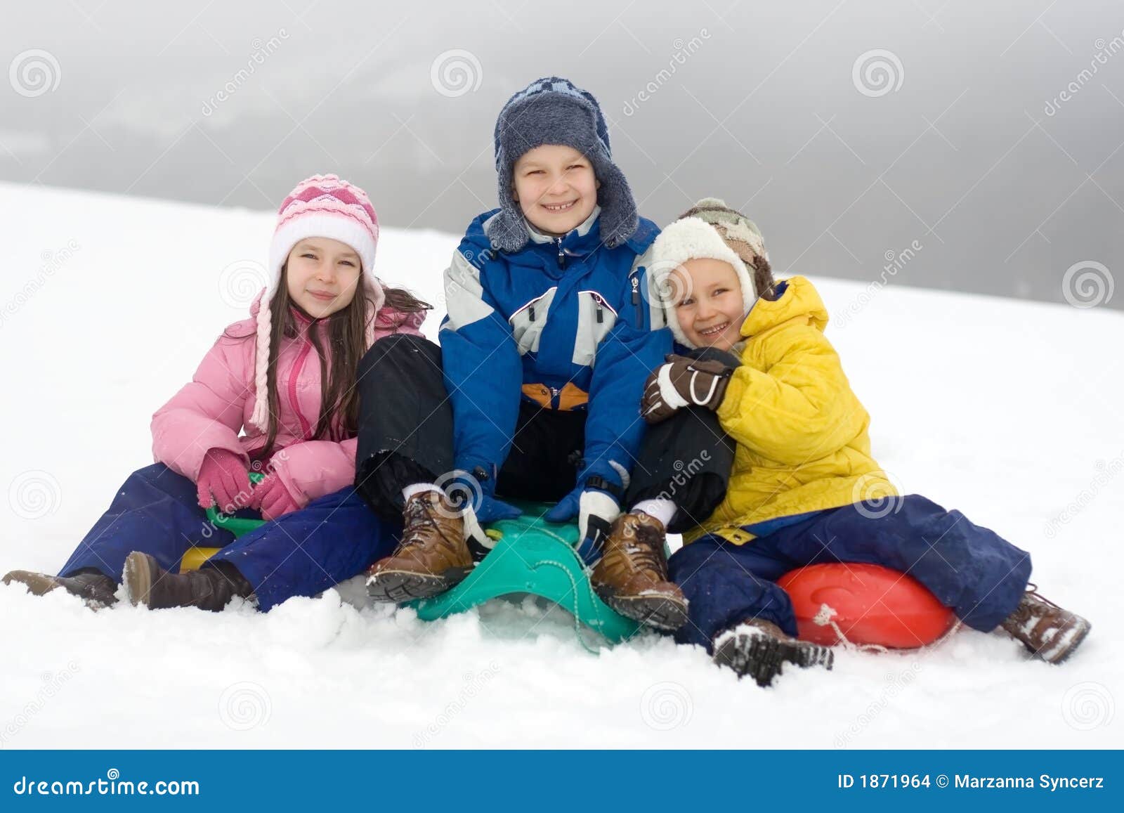Kids Playing In Fresh Snow Stock Images - Image: 1871964