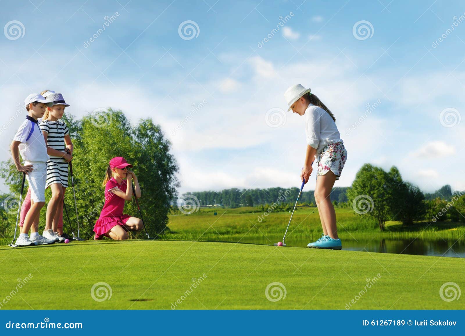 Kids playing golf stock image. Image of green, play, golf - 61267189