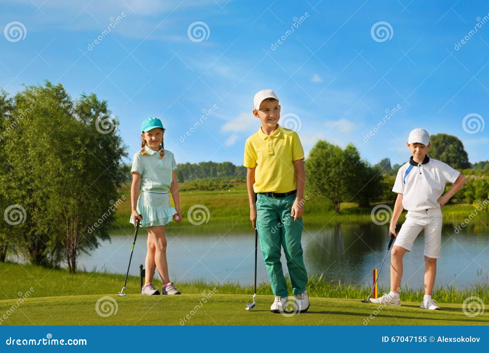 Kids playing golf stock image. Image of leisure, girl - 67047155