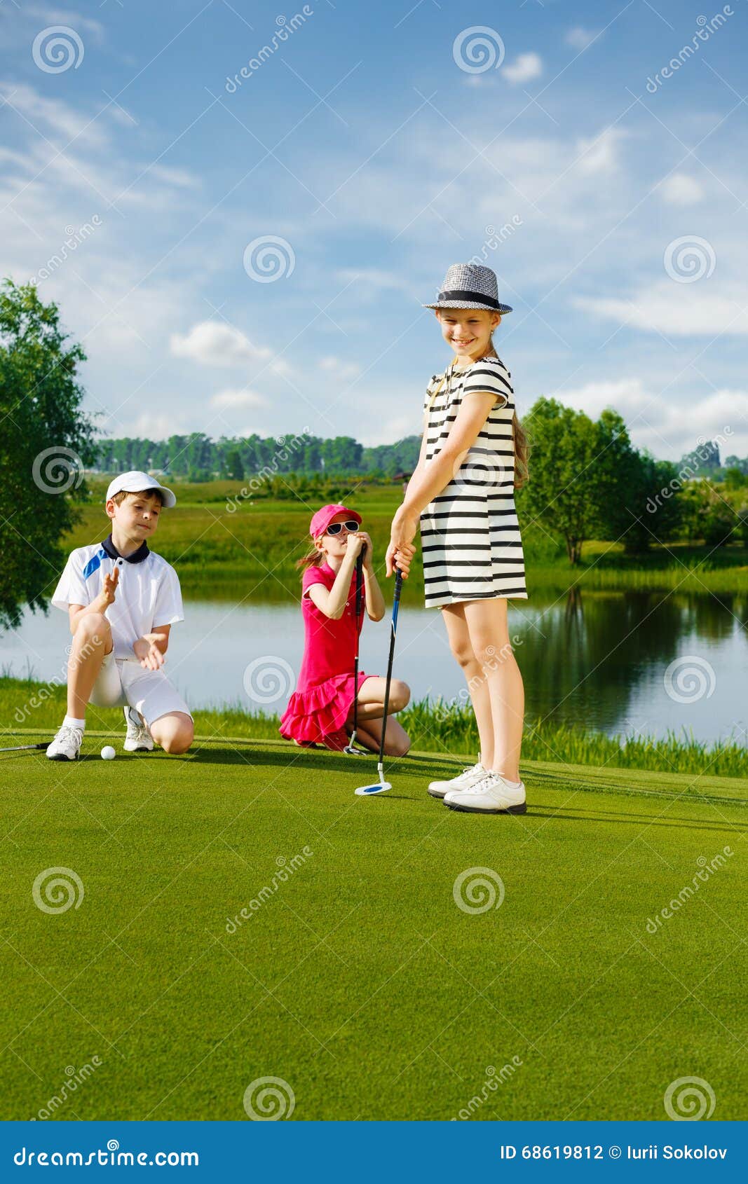 Kids playing golf stock photo. Image of caucasian, outside - 68619812