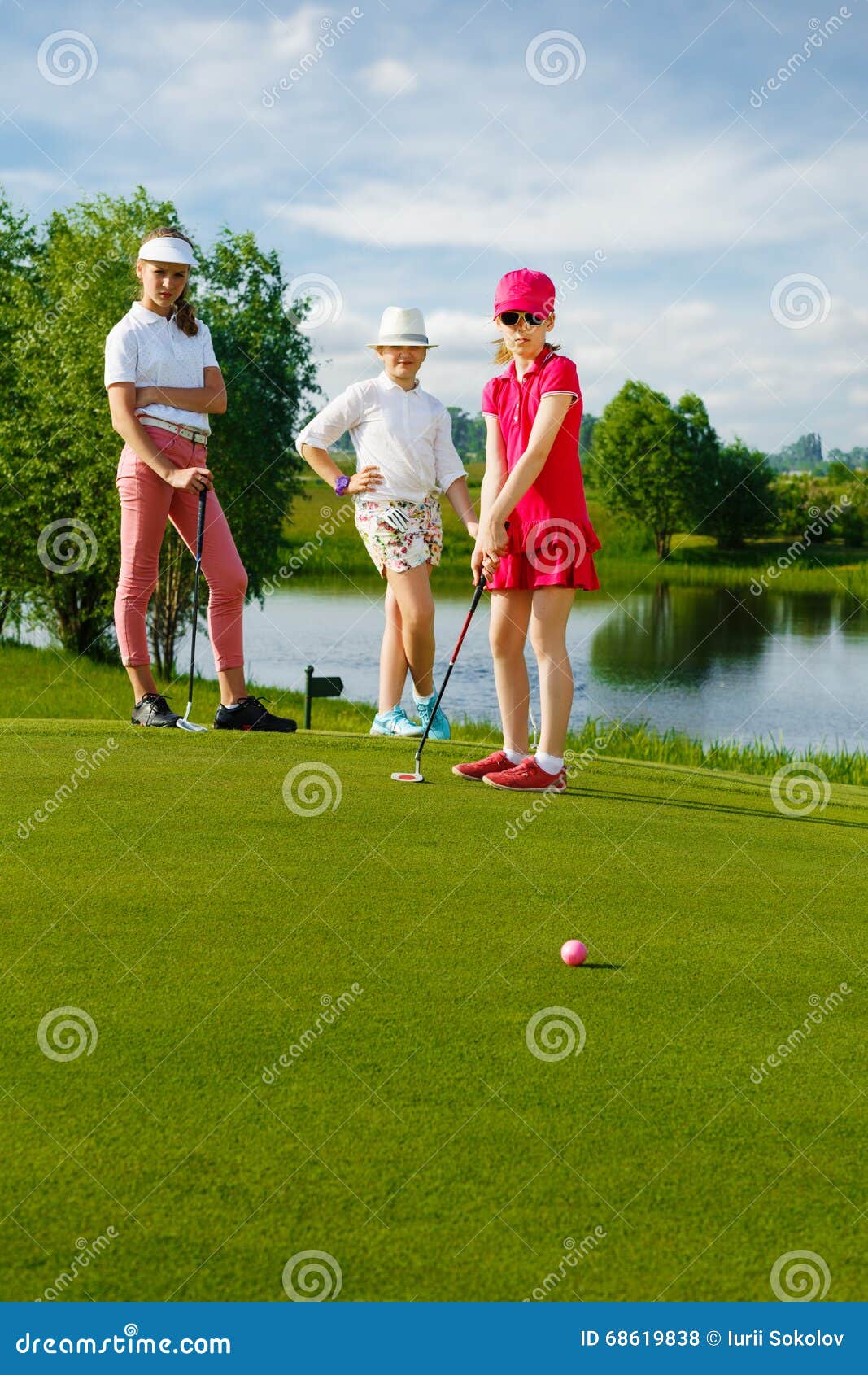 Kids playing golf stock photo. Image of grass, playing - 68619838