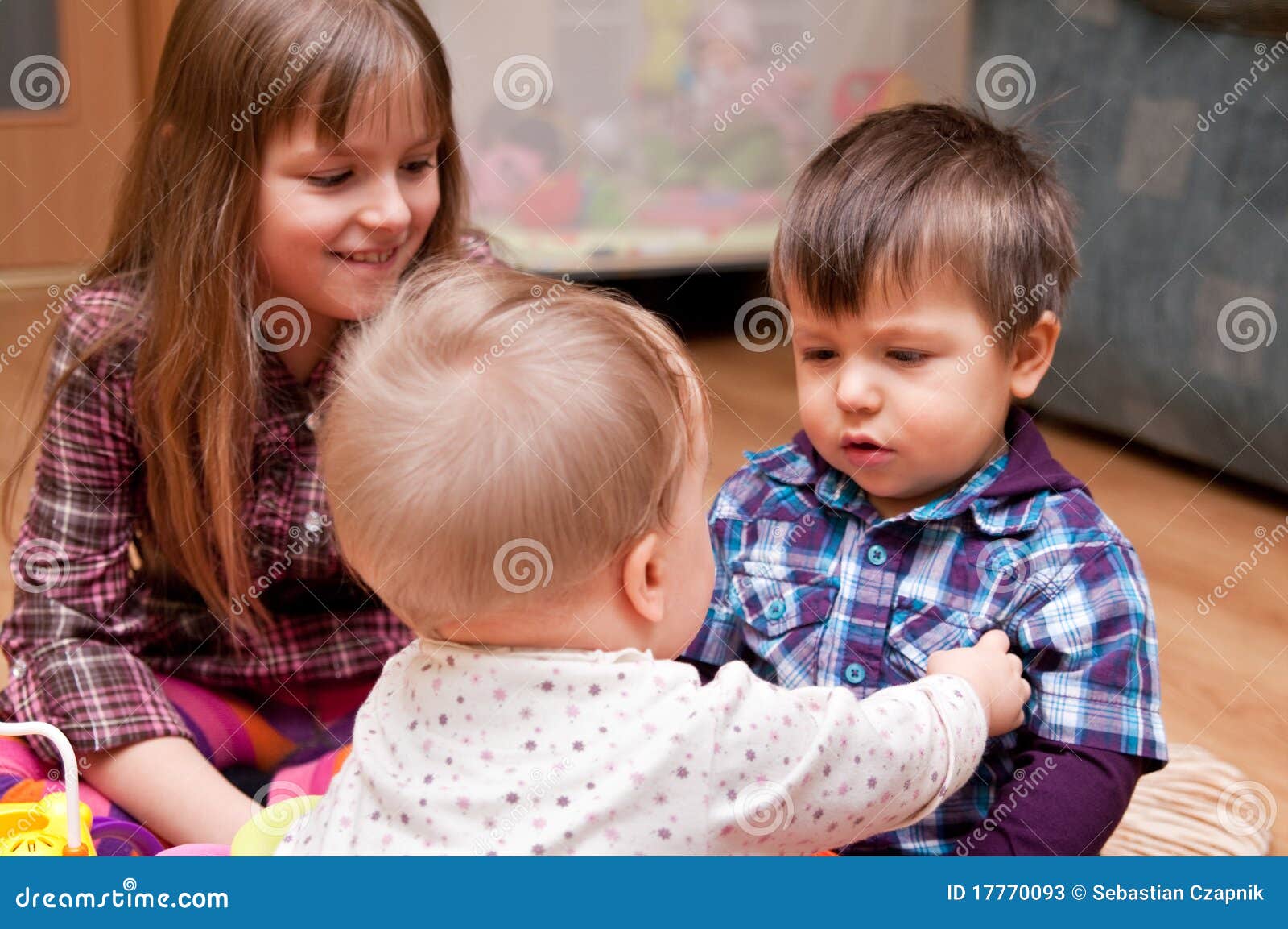 Kids playing at home stock image. Image of together, fighting - 17770093