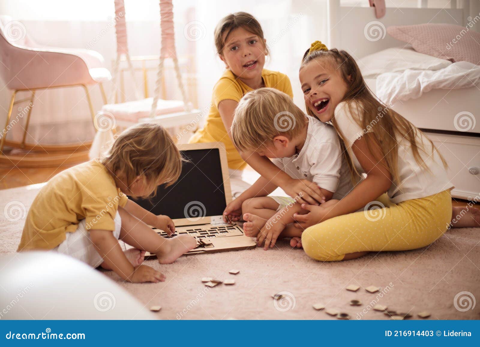 Kids Playing Interactive Games Stock Image - Image of little ...