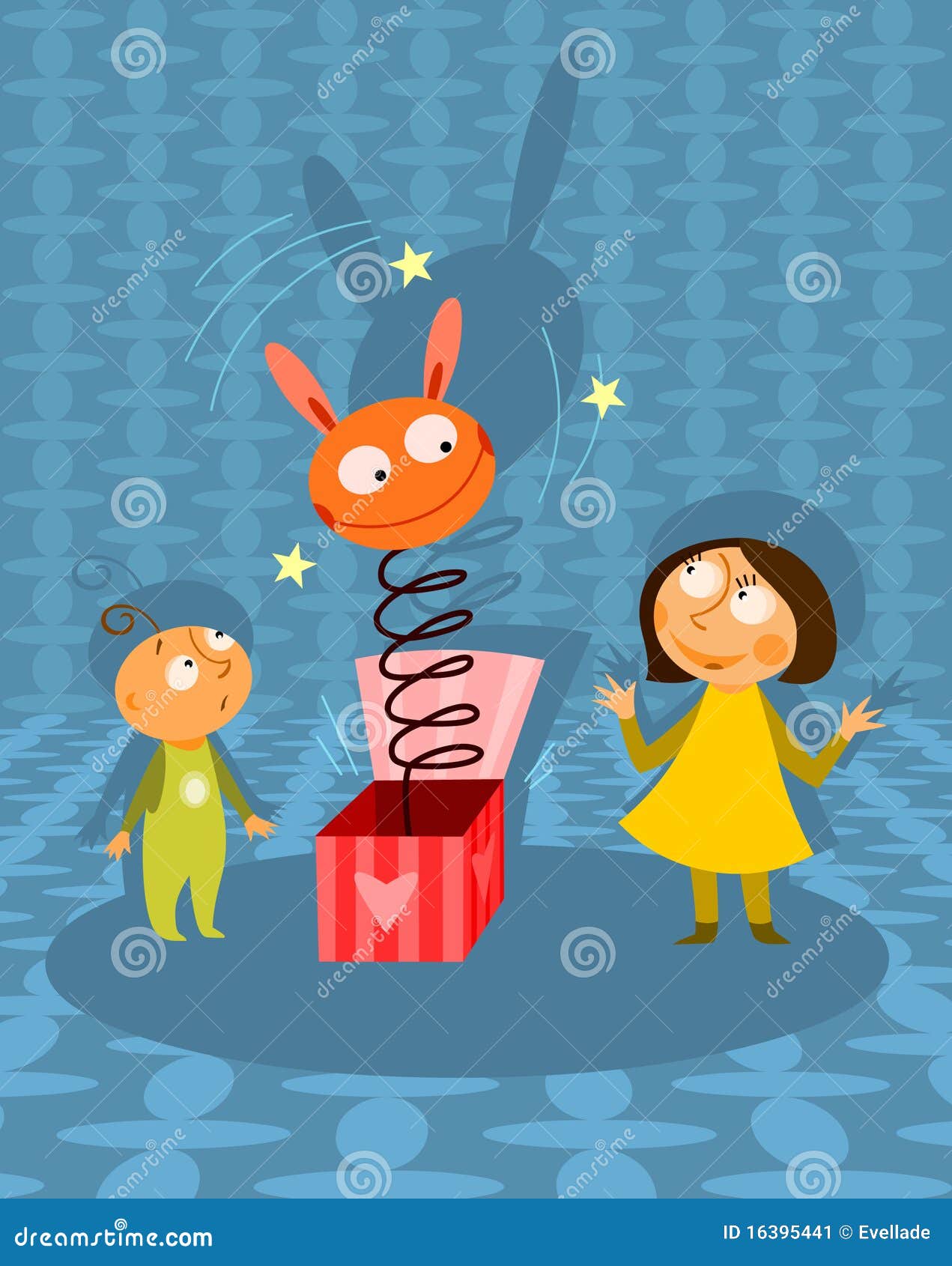 Kids Playing with Jack-in-the-box Toy Stock Vector - Illustration of ...