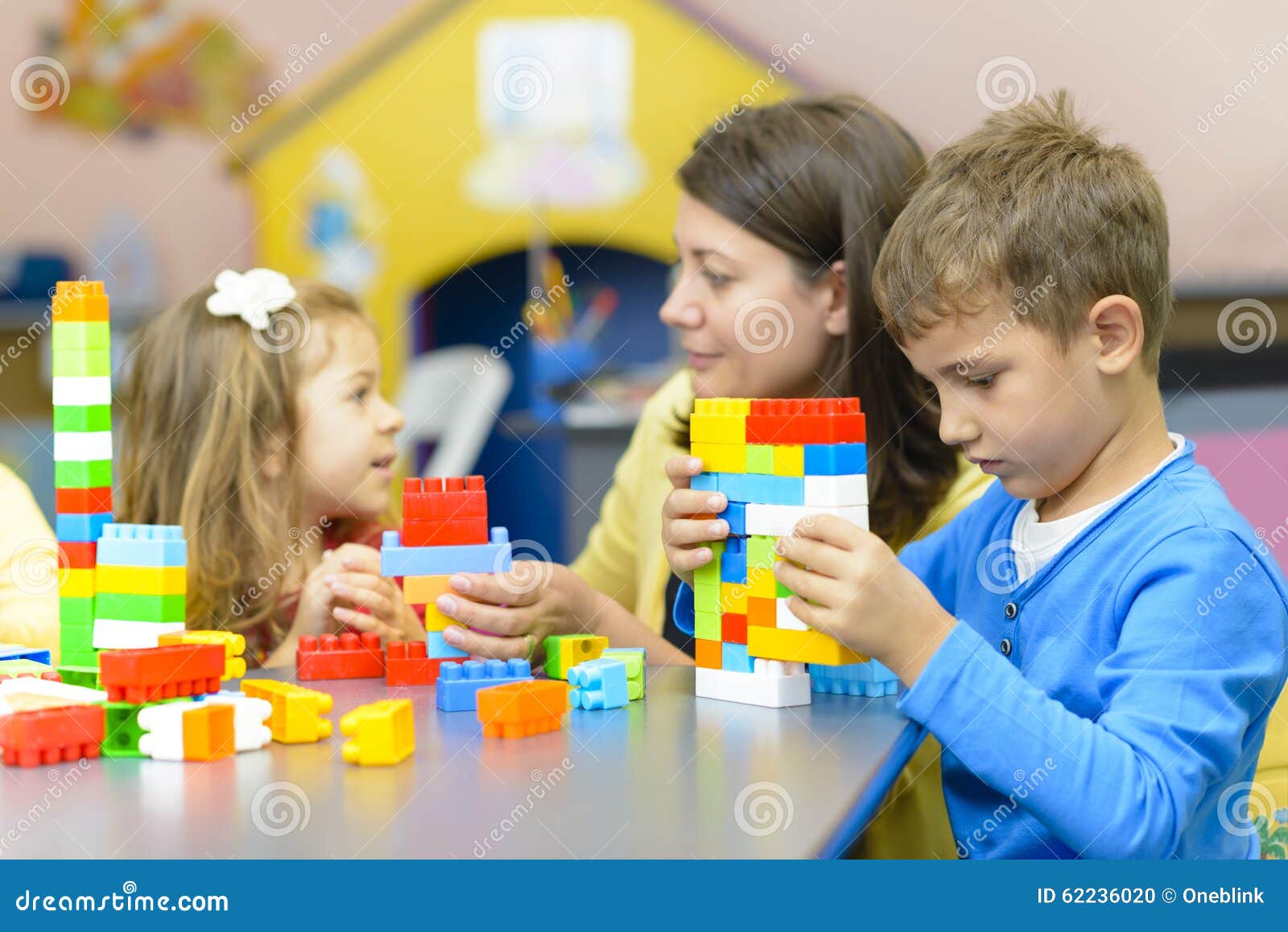 Kids Playing at Kindergarten Stock Photo - Image of group, kids: 62236020