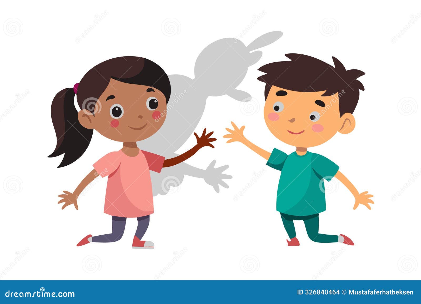 Kids Playing And Making Shadow Puppets Vector Illustration ...