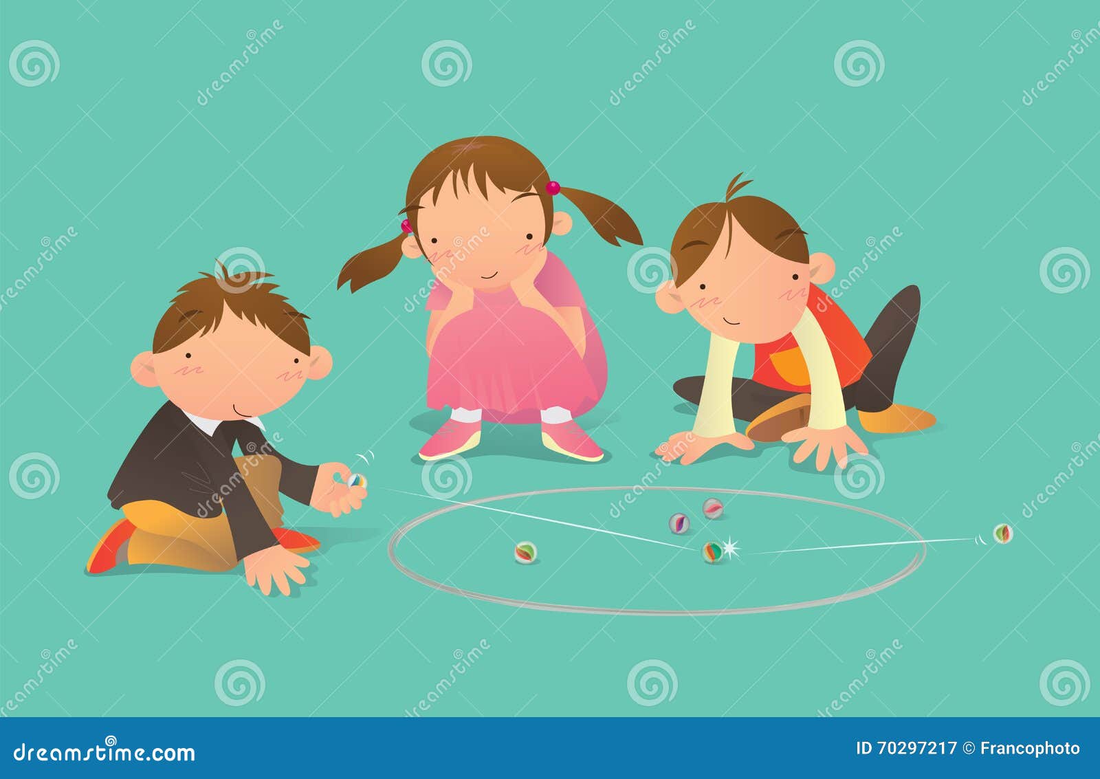 Kids playing Marbles game stock vector. Illustration of girl - 70297217