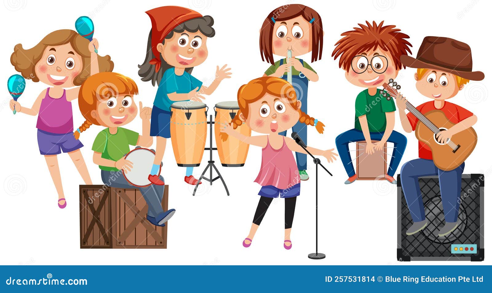 Kids Playing Musical Instruments Stock Vector - Illustration of young ...