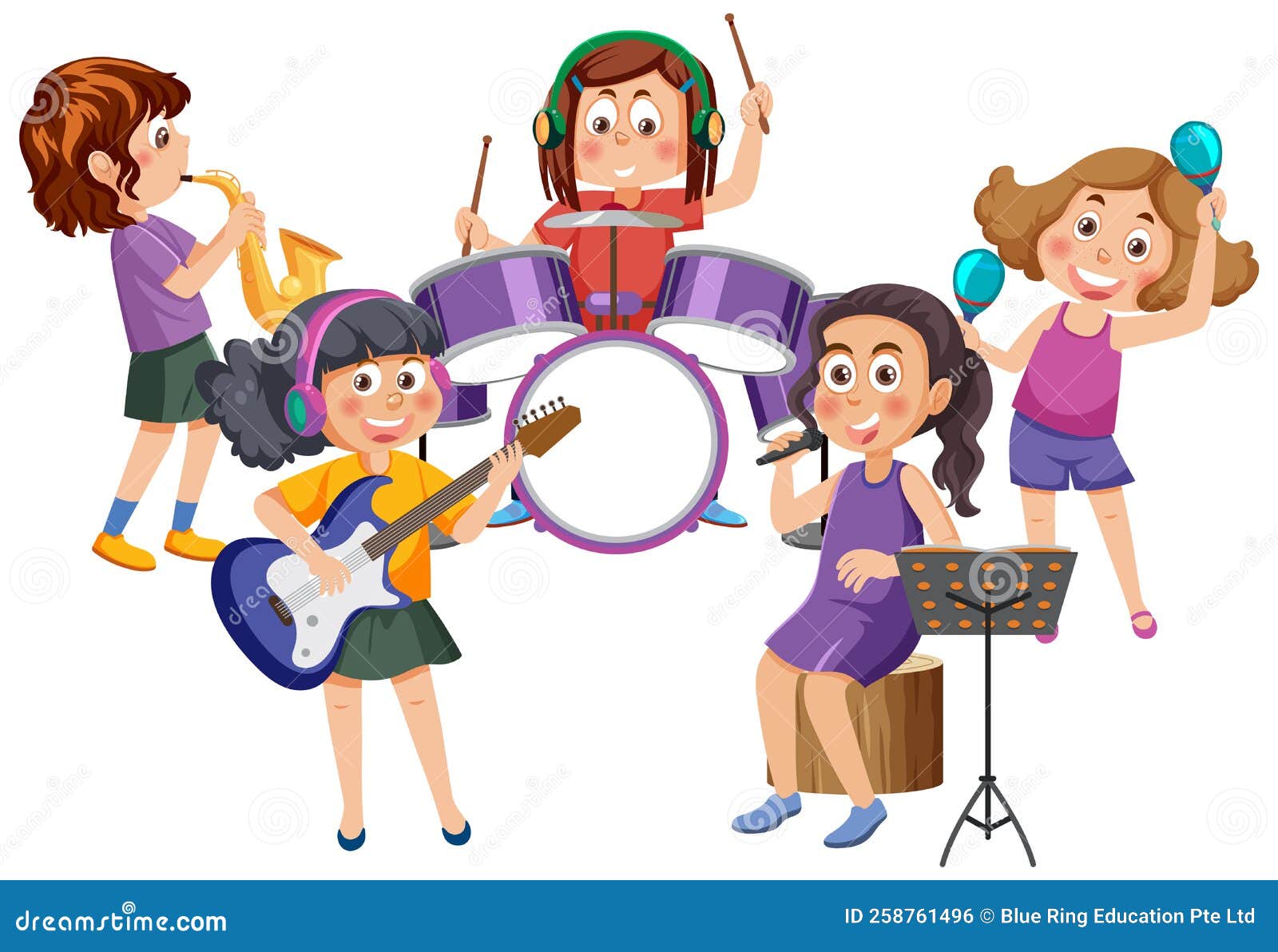 Kids Playing Musical Instruments Stock Vector - Illustration of band ...