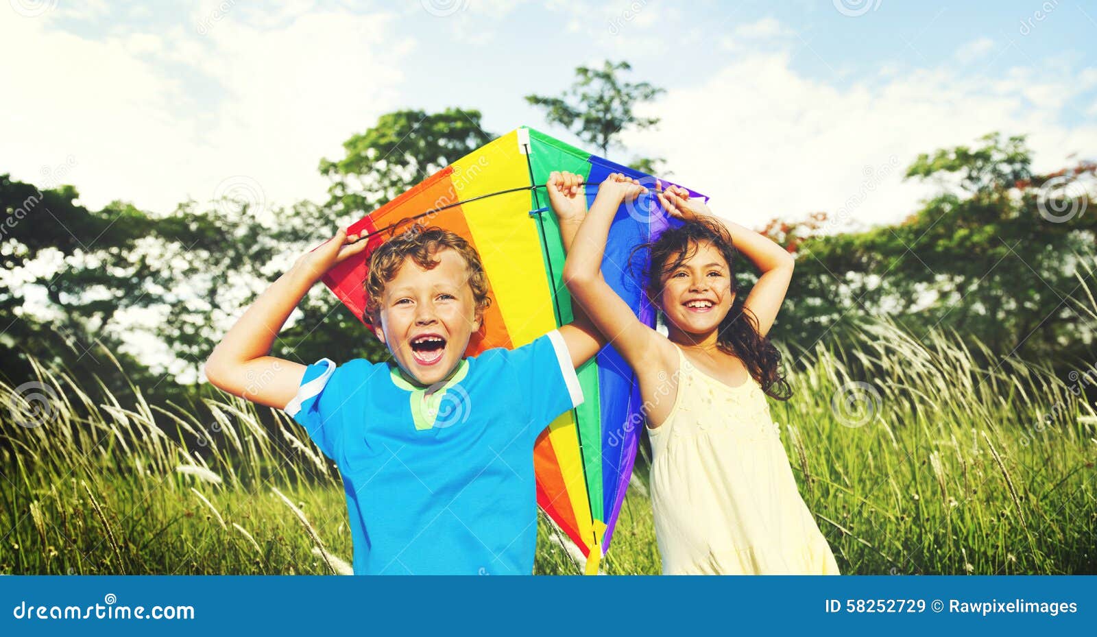 Children Run On Field. Children Farmer Concept. Happy Children Farmers ...