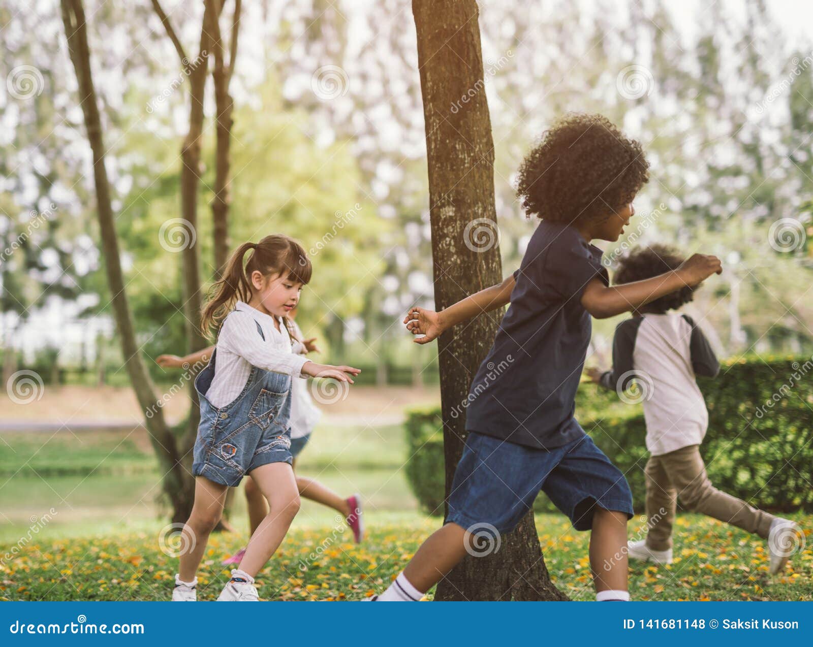 Kids Playing Outdoors with Friends Stock Photo - Image of girls, family ...