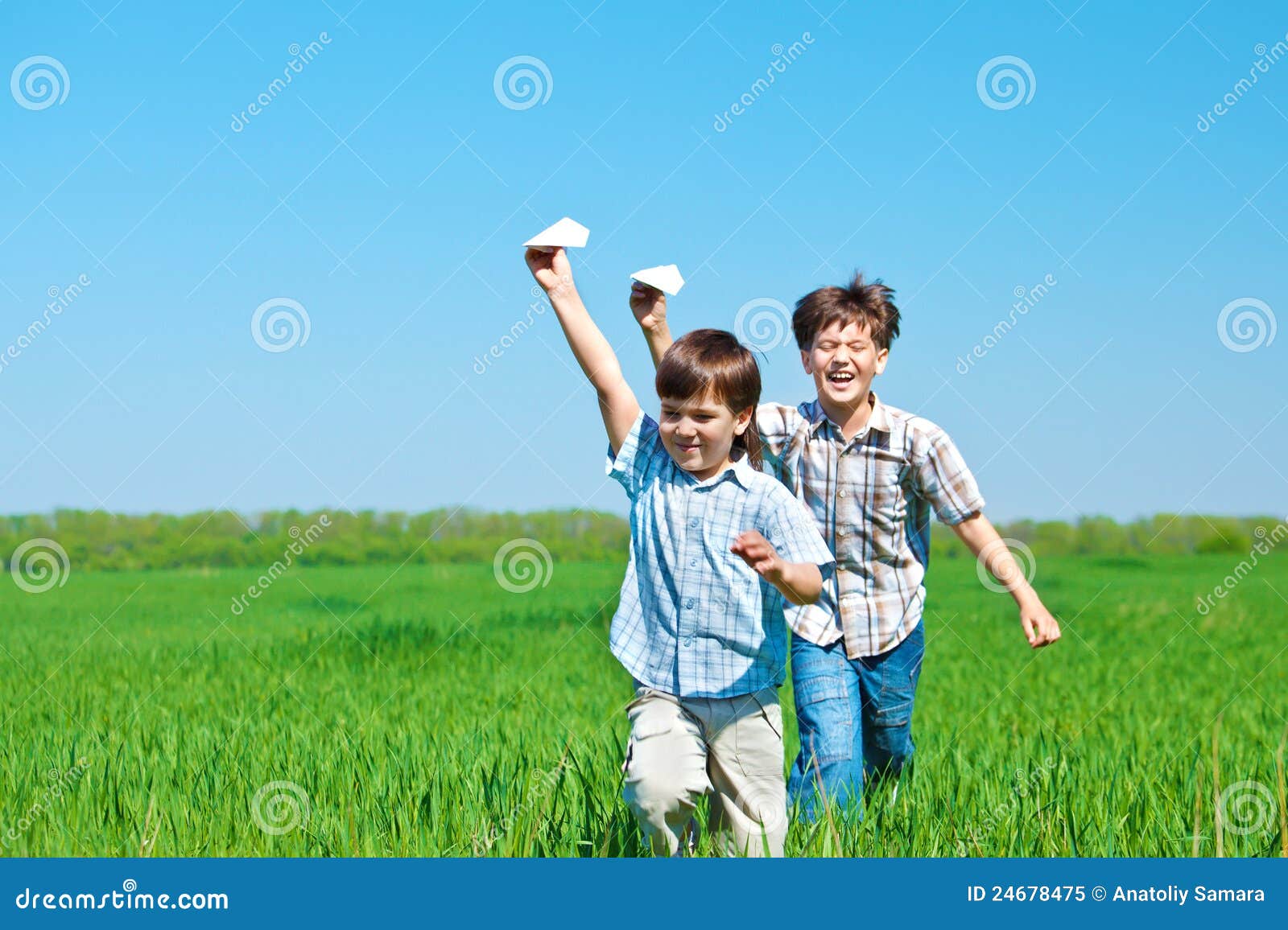 Kids Playing with Paper Planes Stock Image - Image of children, lovely ...