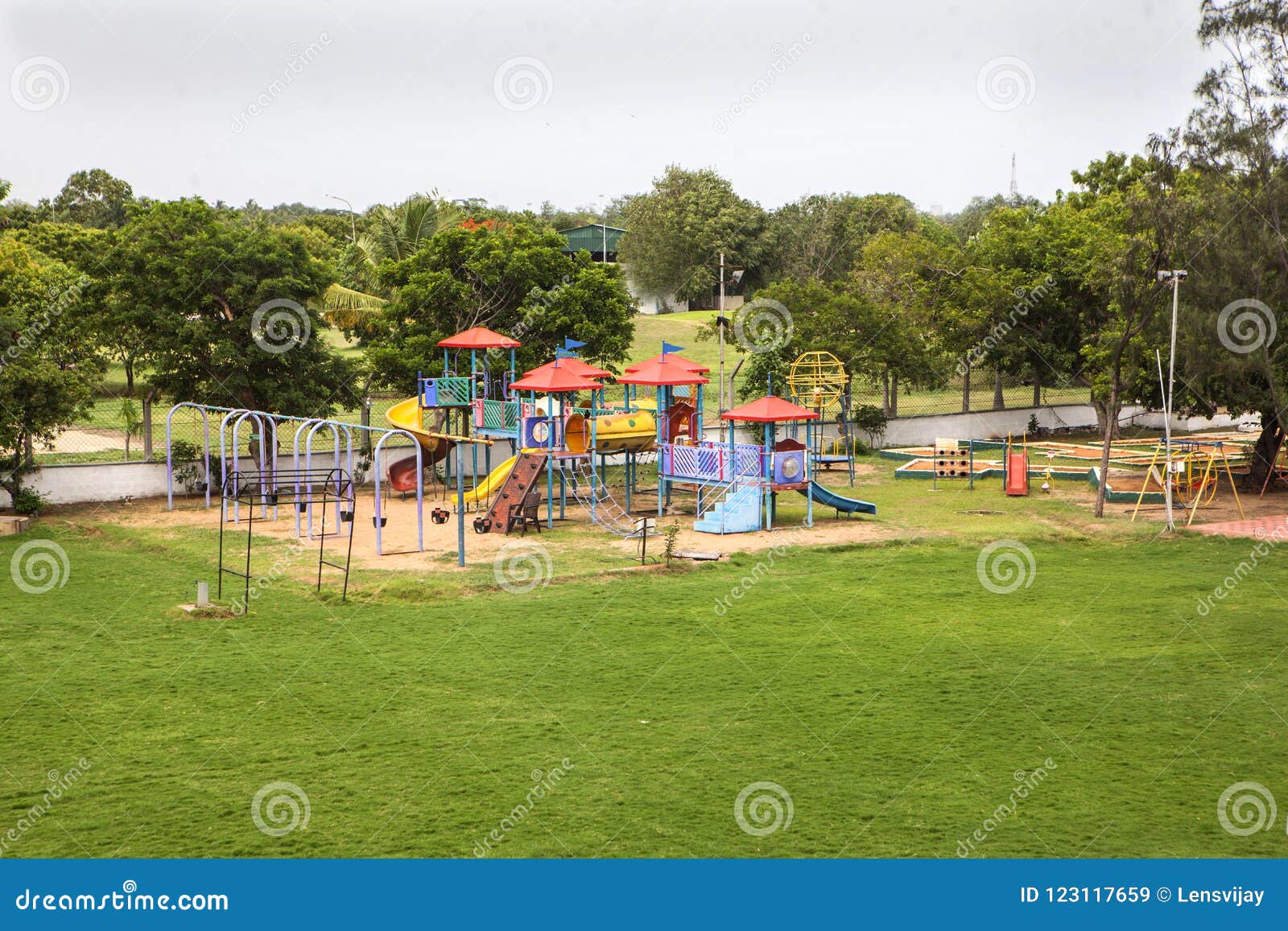 Kids Playing Park Area in Open Gound Stock Image - Image of space, open ...