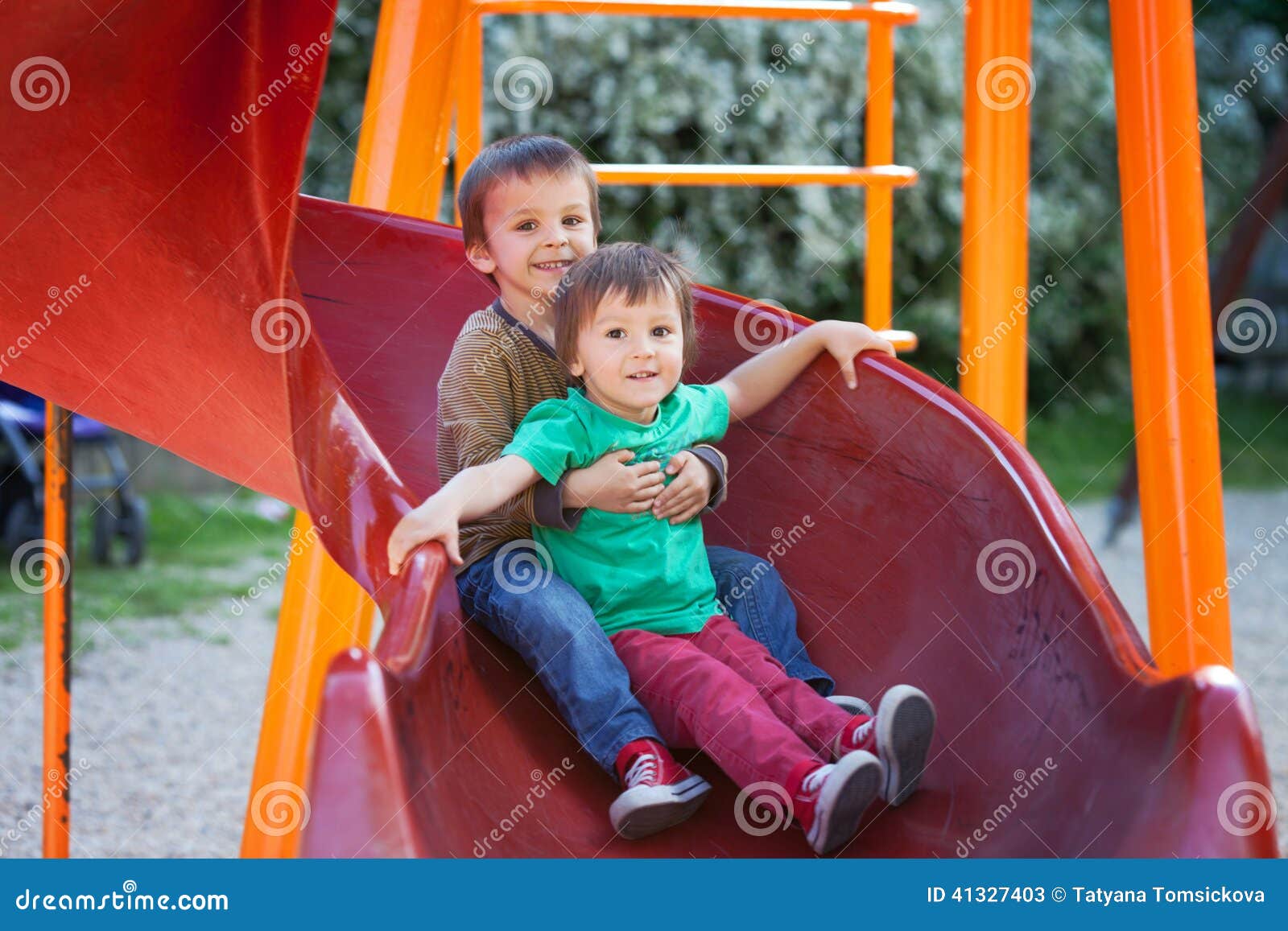 Kids, Playing on the Playground Stock Image - Image of green, lifestyle ...