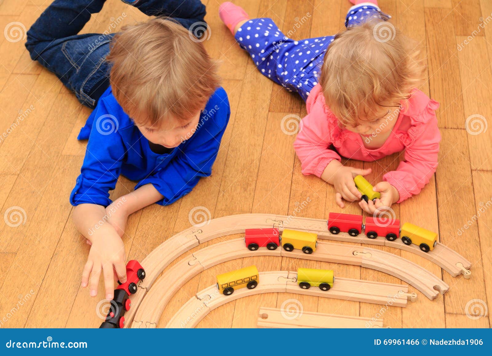 Kids Playing with Railroad and Trains Indoor Stock Photo - Image of ...