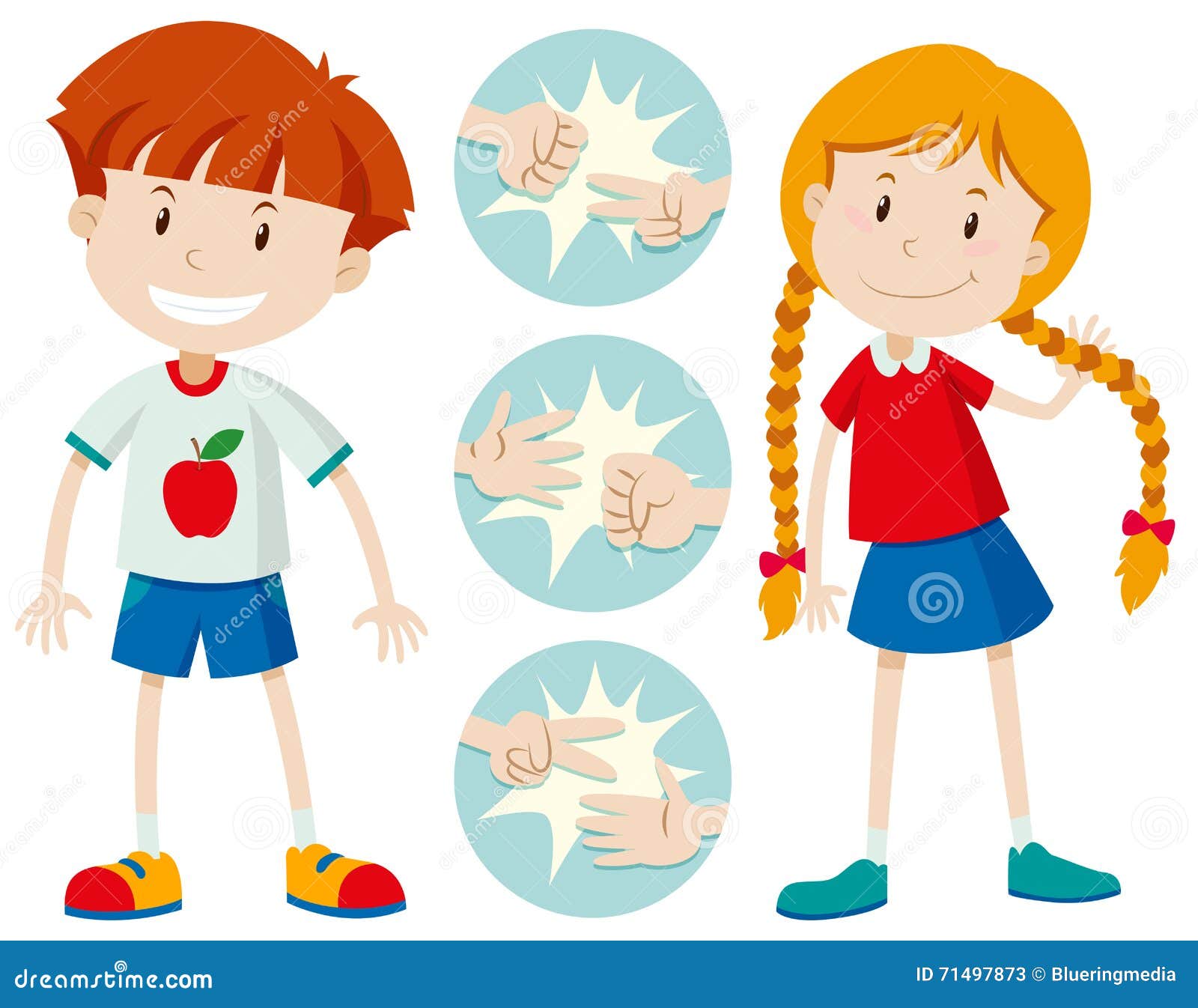 Kids Playing Rock Scissors Paper Stock Vector - Illustration of cartoon ...