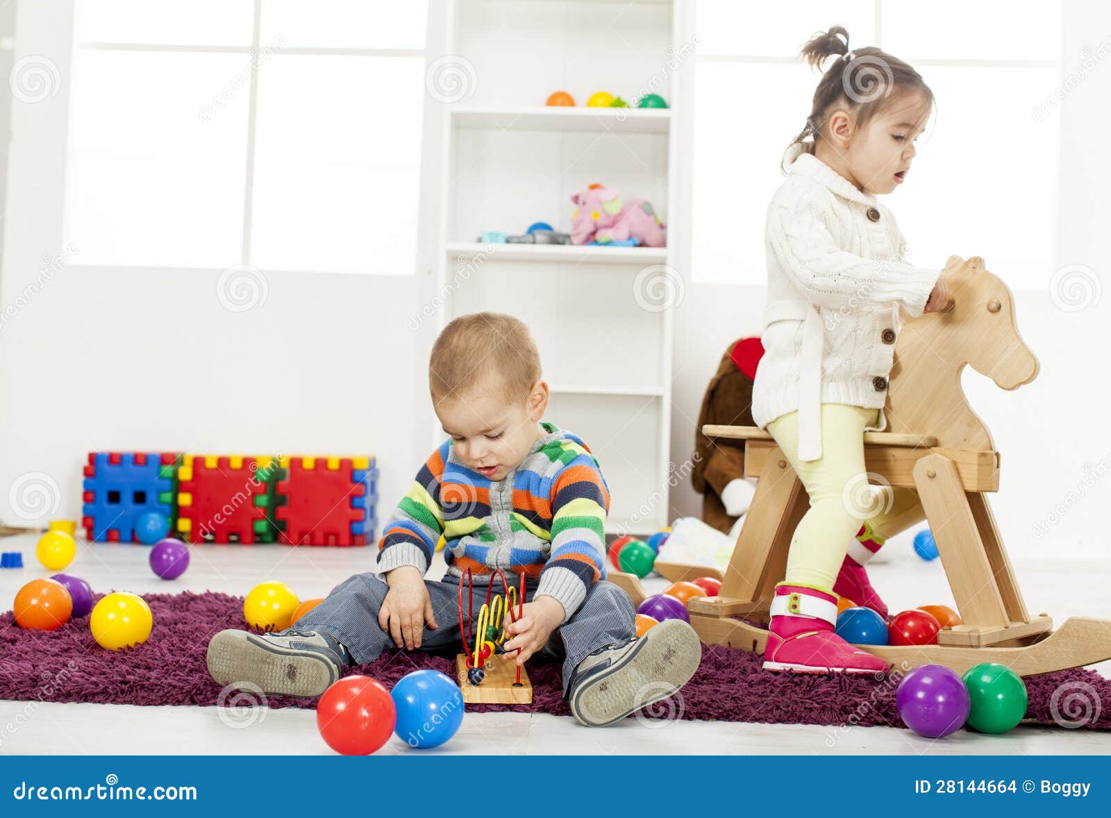Kids playing in the room stock photo. Image of girl, daughter - 28144664