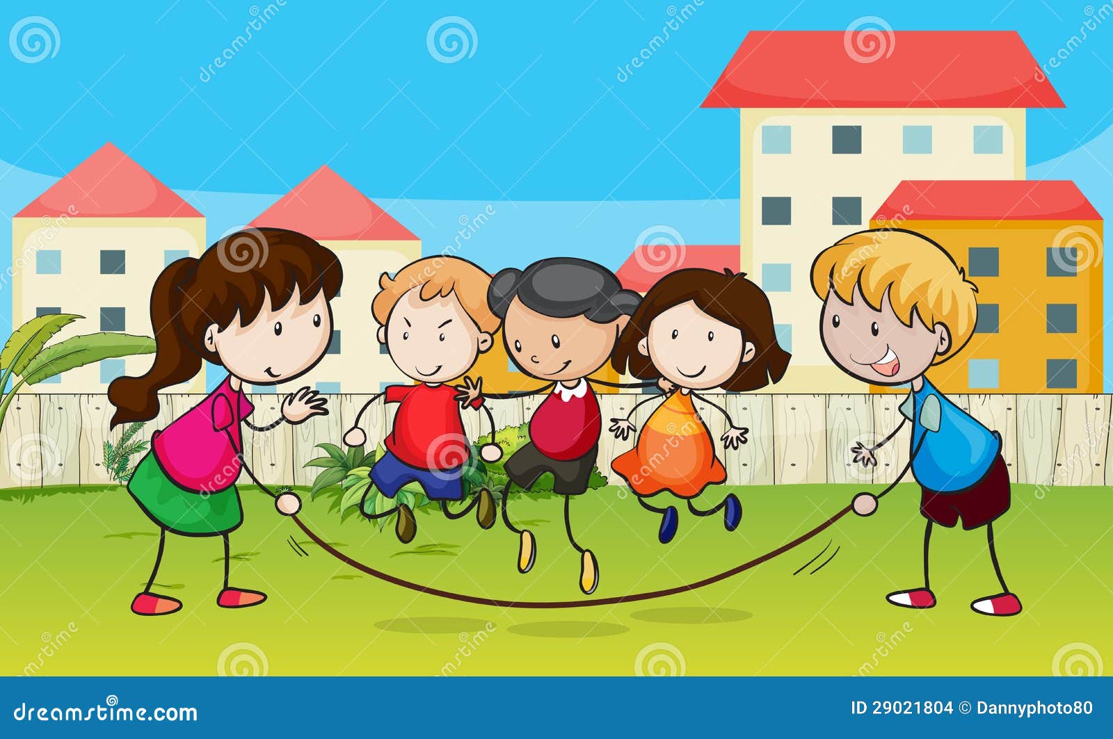 Kids playing rope stock vector. Illustration of plant - 29021804