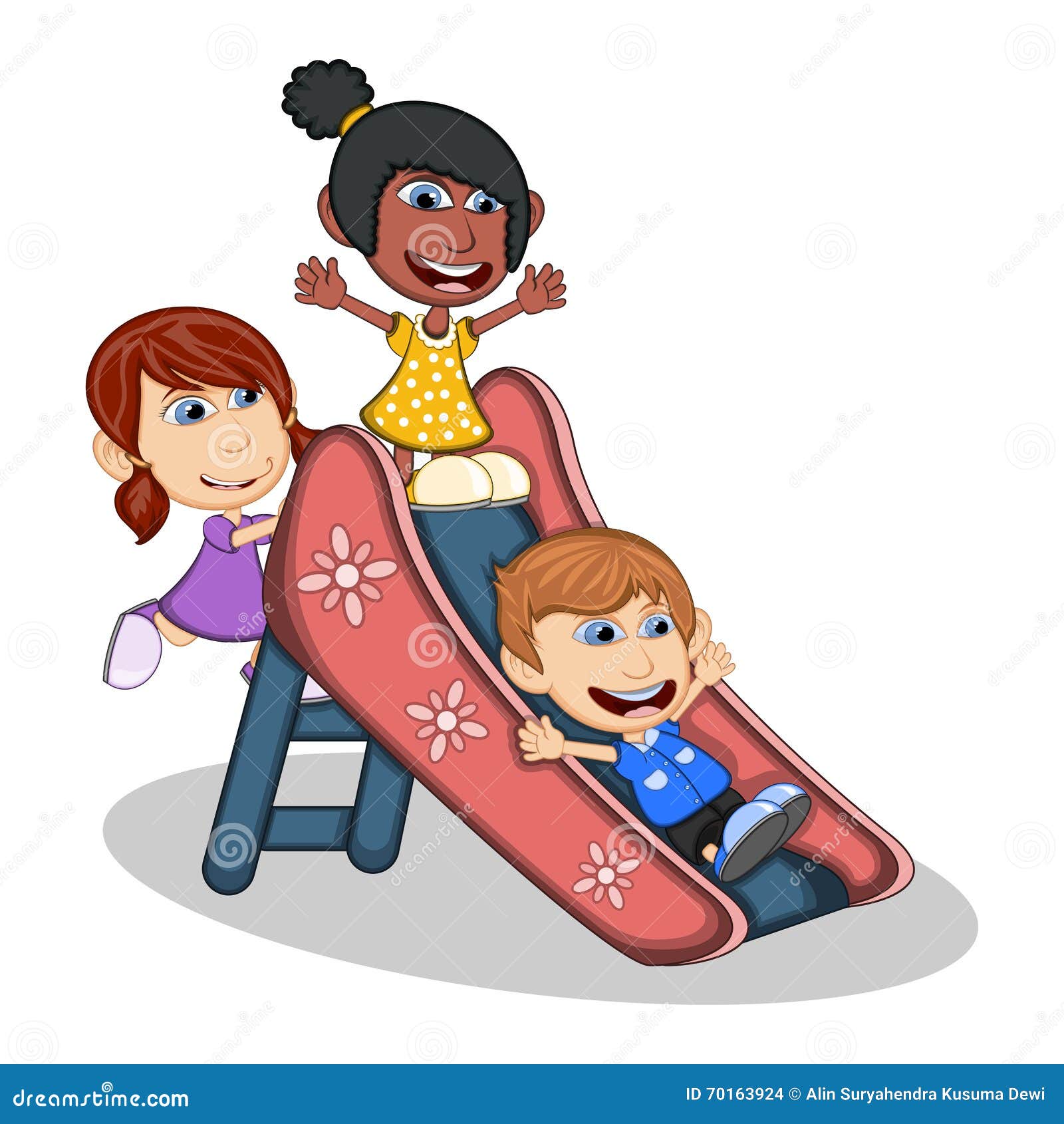 Kids Playing On A Slide Cartoon Stock Vector - Image: 70163924