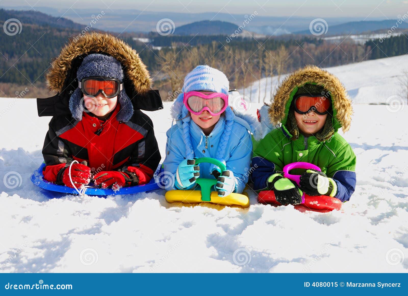 Kids playing in snow stock image. Image of boys, snow - 4080015