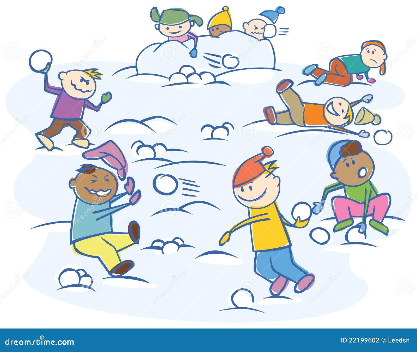 Kids Playing Snowballs Isolated Stock Vector - Illustration of ...